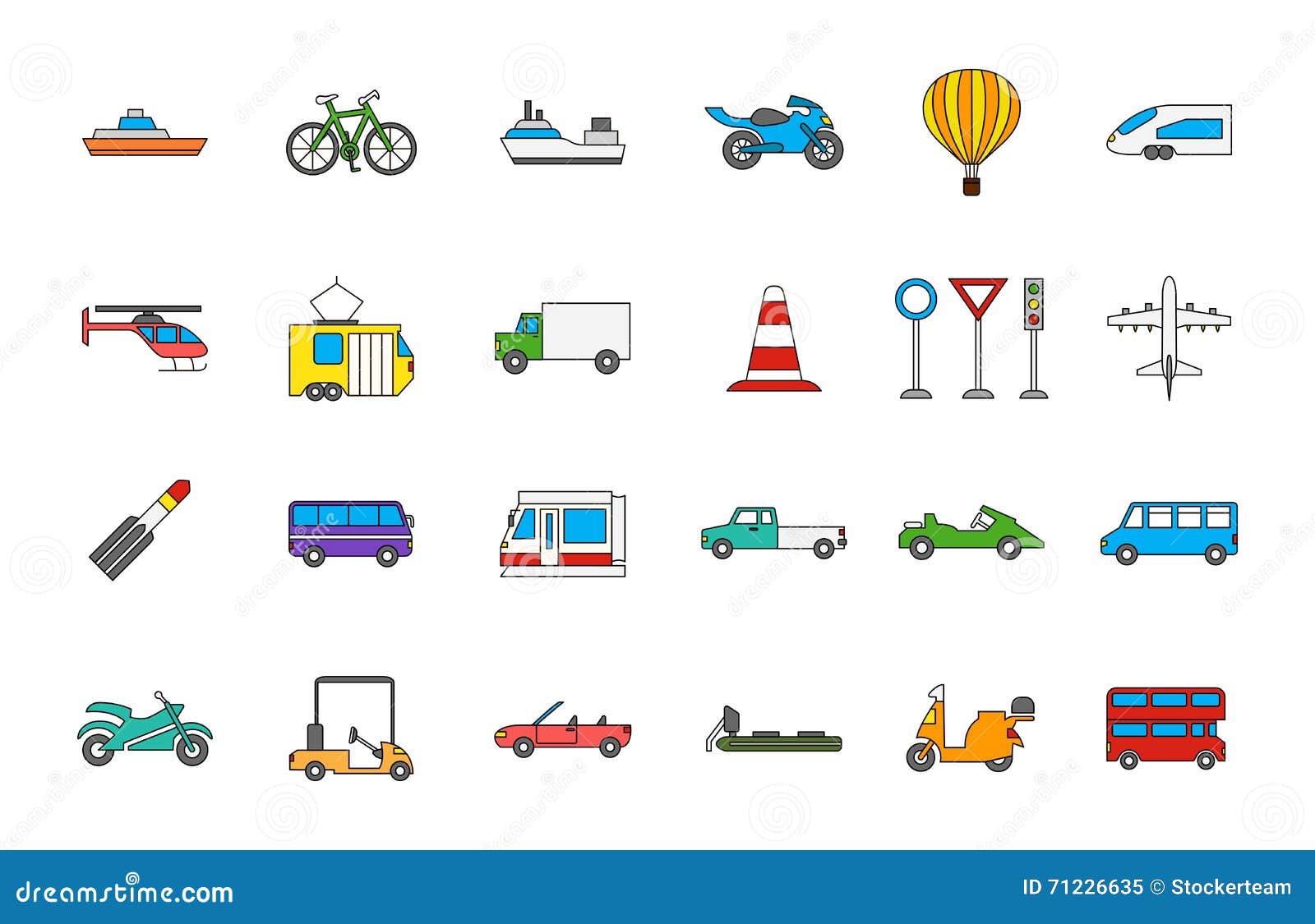 Transport Colorful Icons Set Stock Vector - Illustration of ...