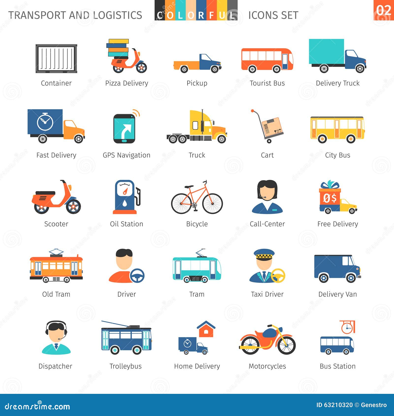 Transport Colorful Set 02 stock illustration. Illustration of ...