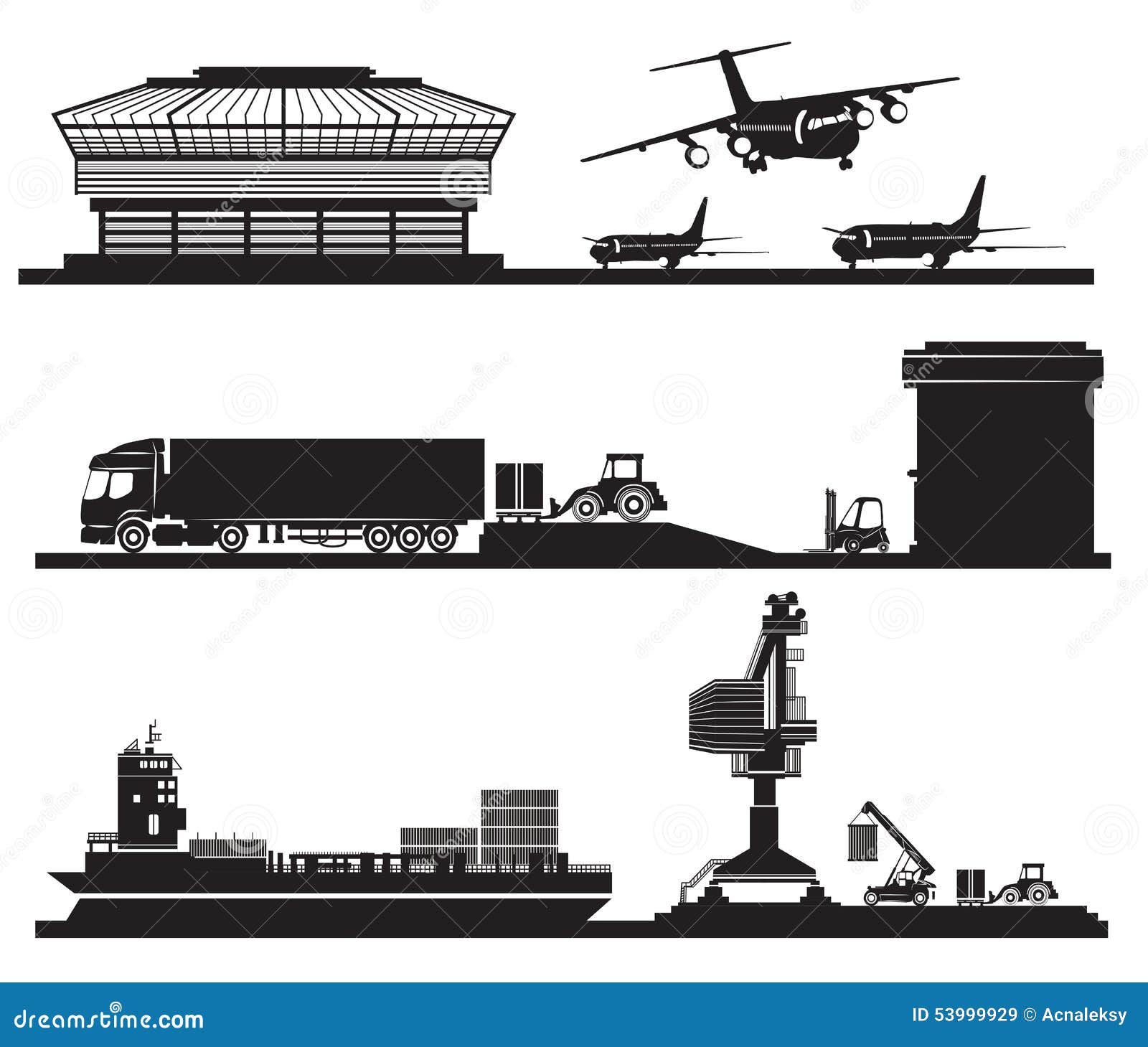 Transport Concept, Loading of Containers in Warehouse, Airport, Stock ...