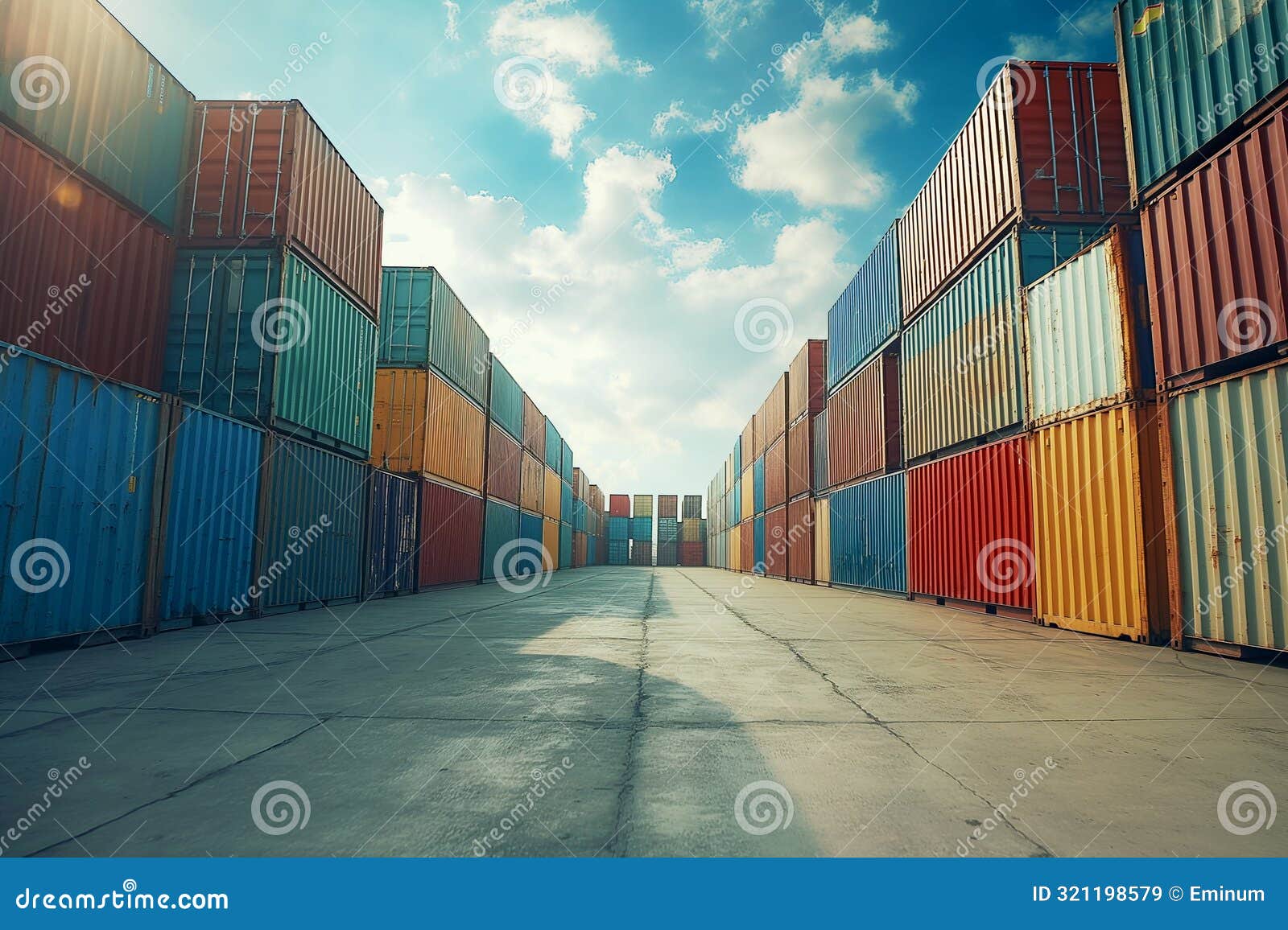 Transport Container for Cargo in Container Yard Stock Illustration ...