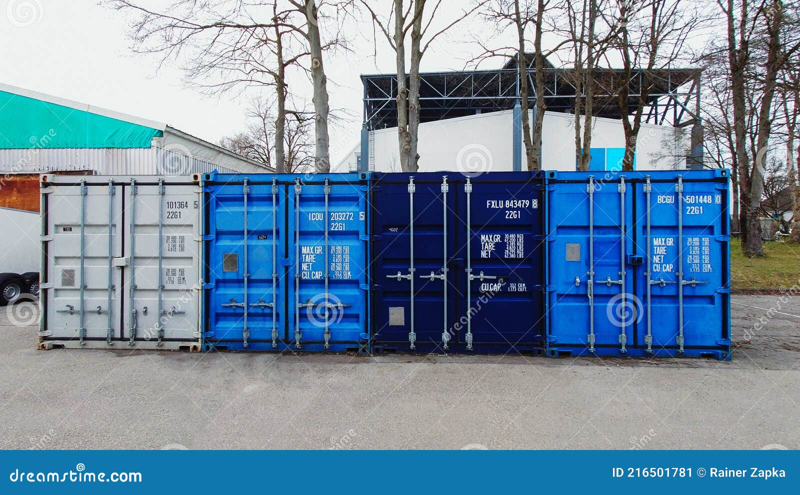 Transport Containers Stand in a Row Editorial Photo - Image of economy ...