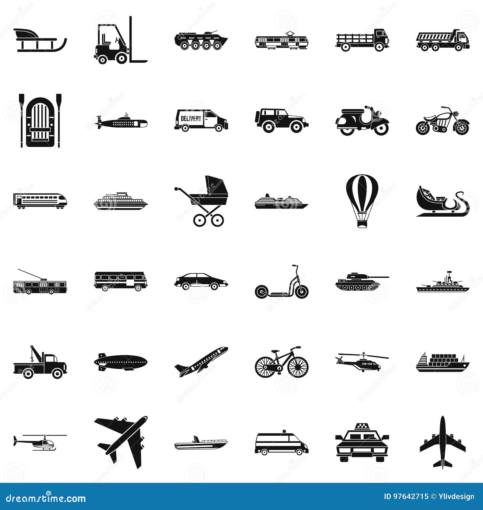 Transport with Driver Icons Set, Simple Style Stock Vector ...