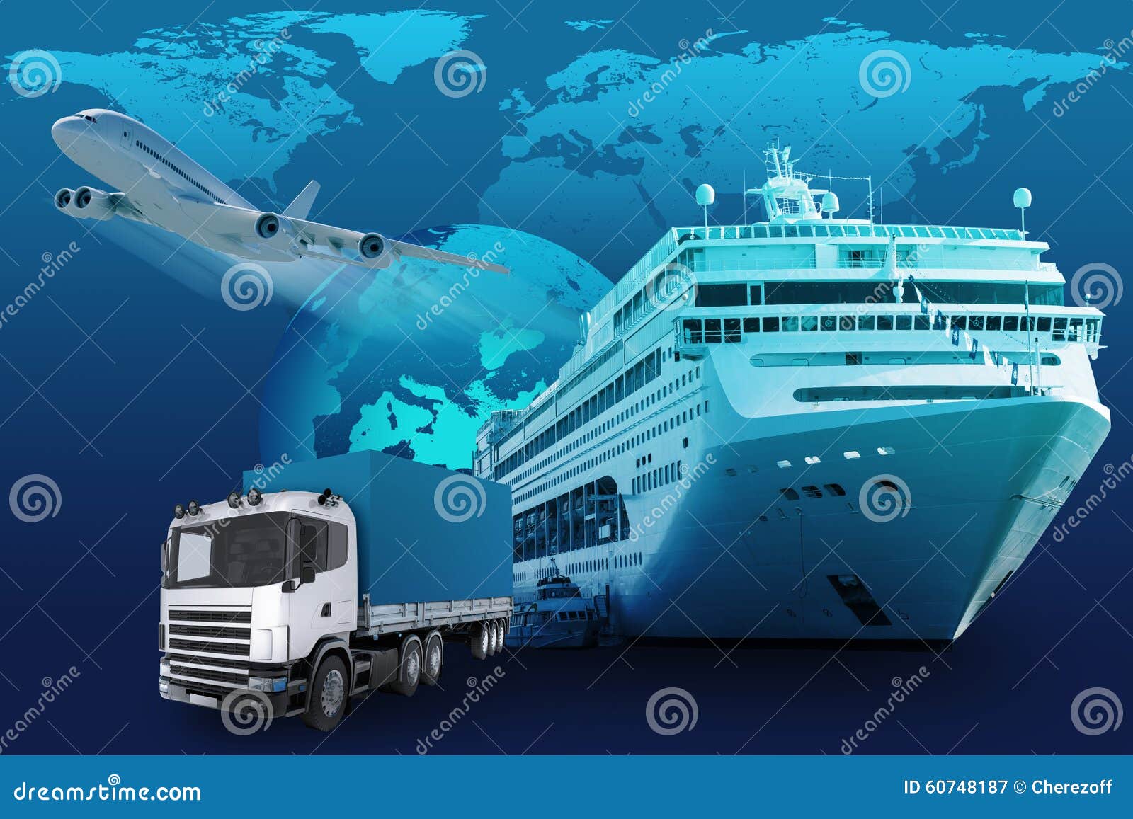 Transport with Earth Globe and World Map Stock Image - Image of ...