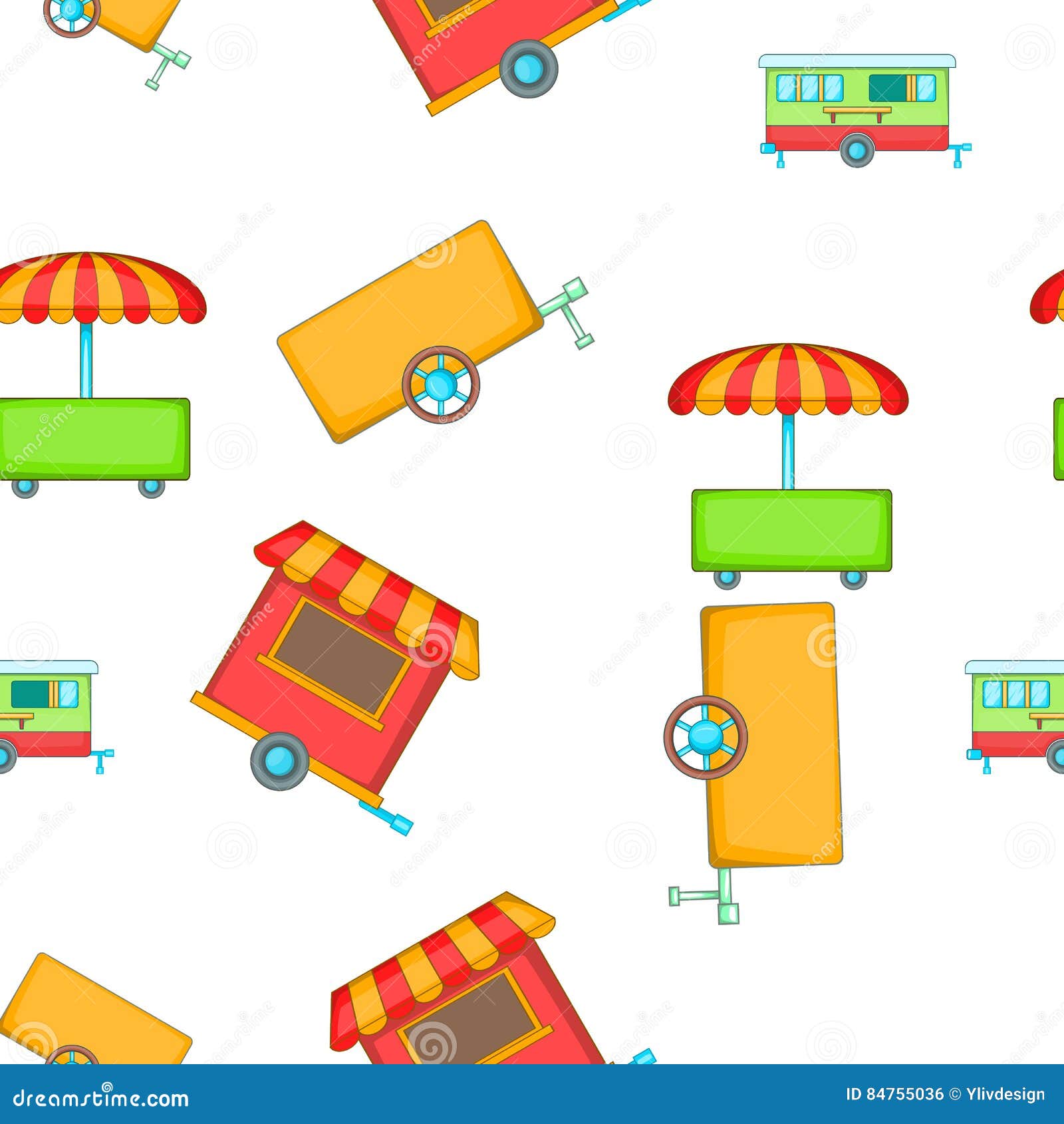 Transport of Food Sales Pattern, Cartoon Style Stock Vector ...