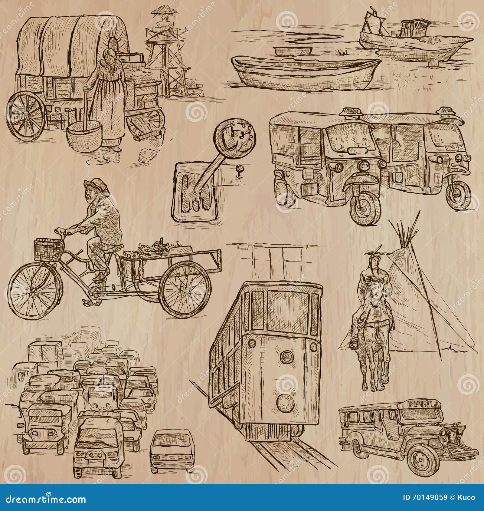 Transport Pack - Hand Drawn Vectors, Line Art | CartoonDealer.com #52307743