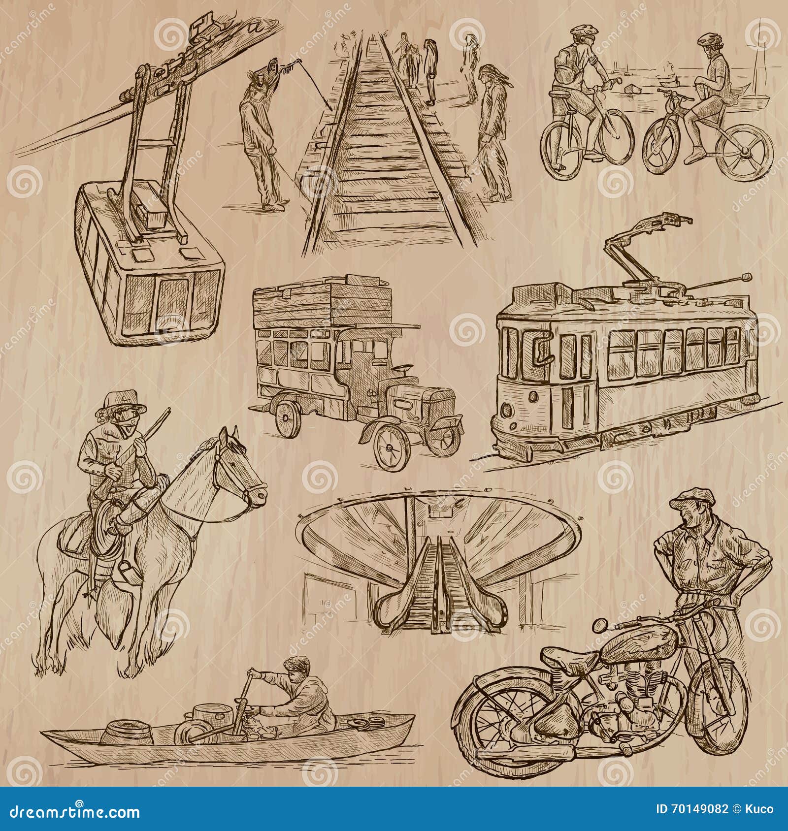 Transport - an Hand Drawn Vector Pack. Stock Vector - Illustration of ...