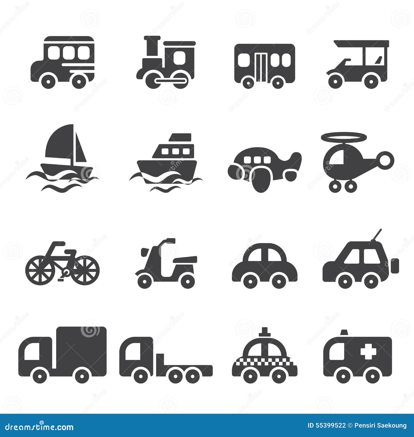 Transport icon set stock vector. Illustration of pictogram - 55399522