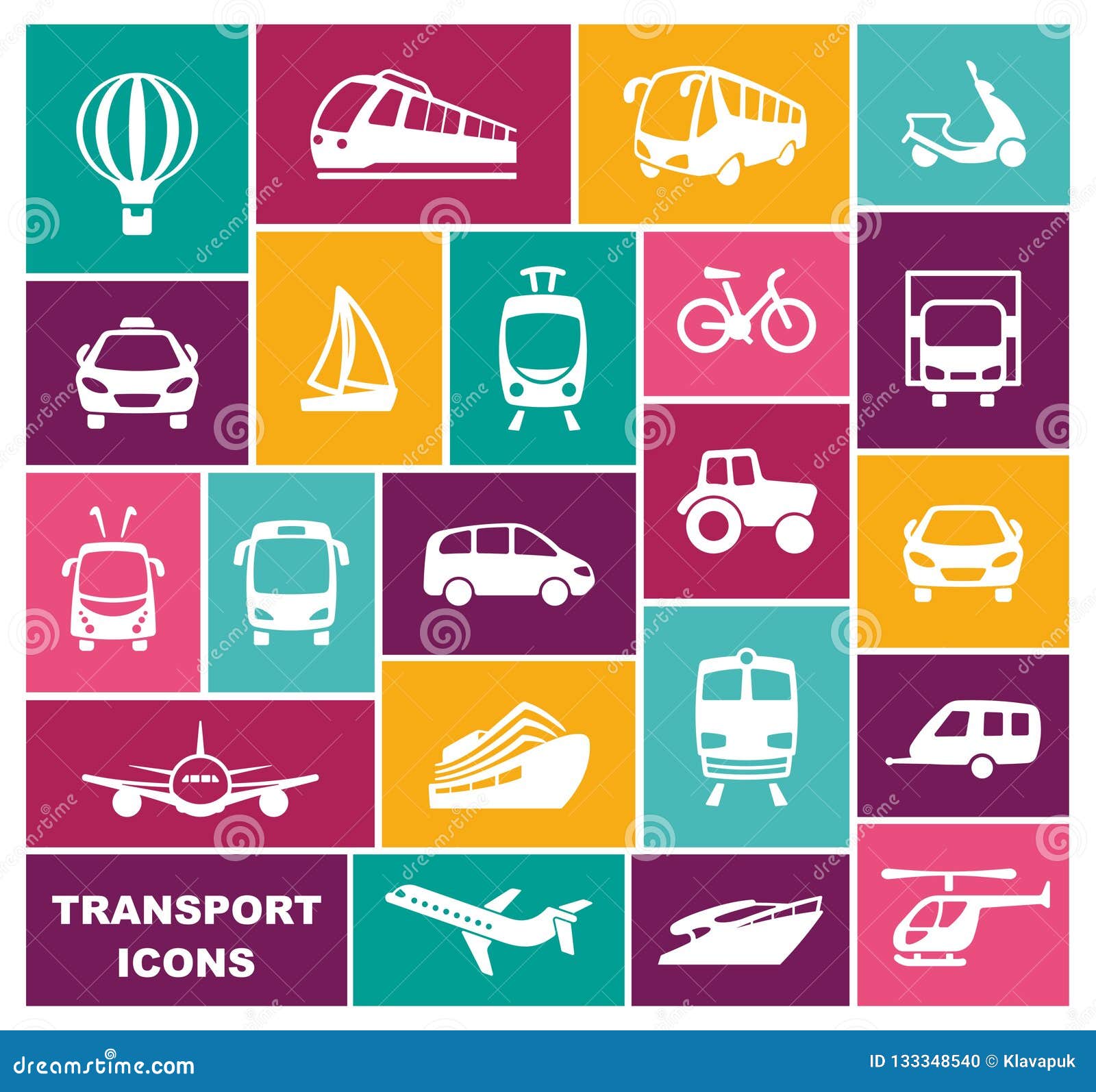 Transport Icons in Flat Style. Vector Illustration Stock Vector ...