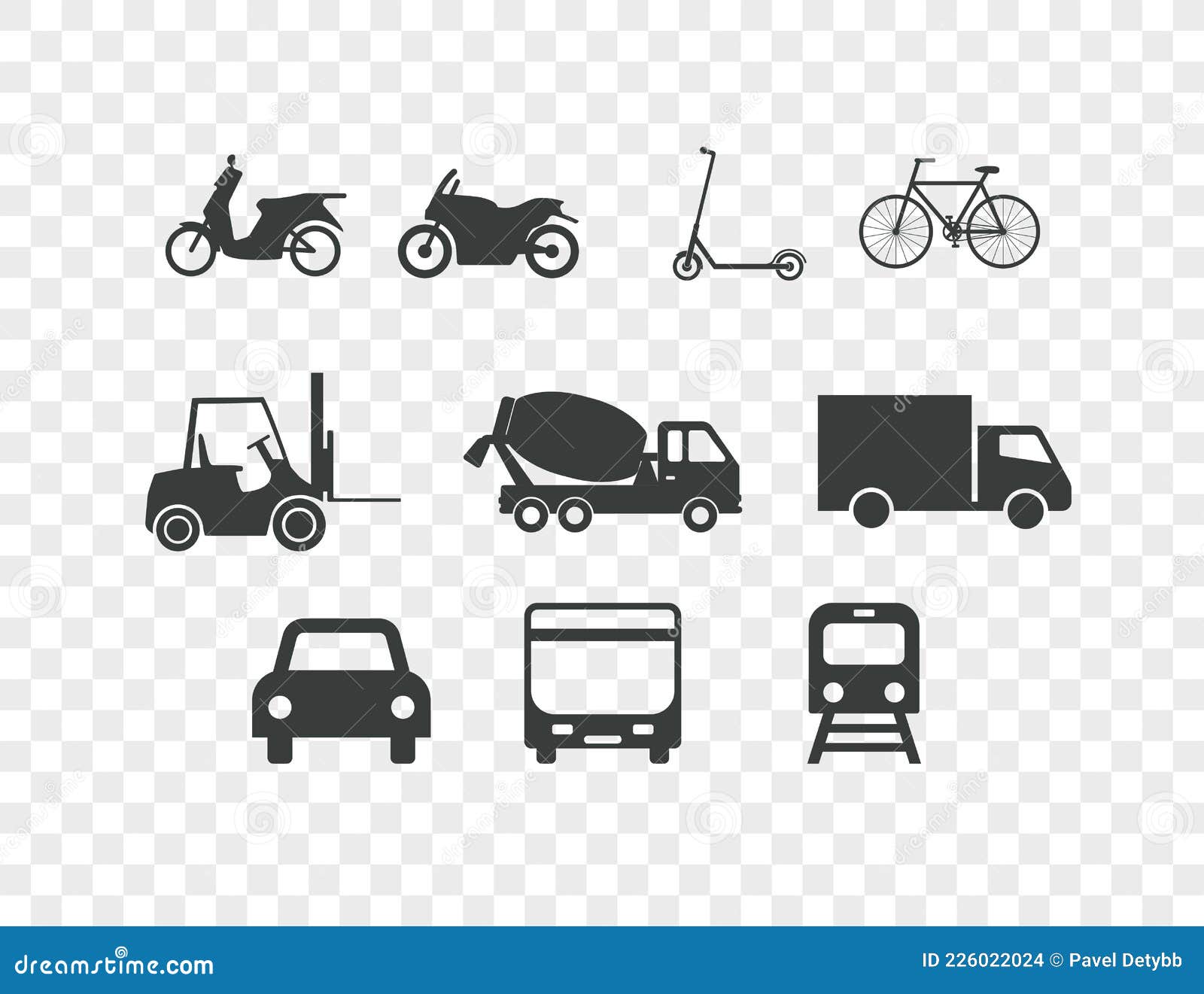 Transport Icons Set on Transparent Background. Vector Illustration ...