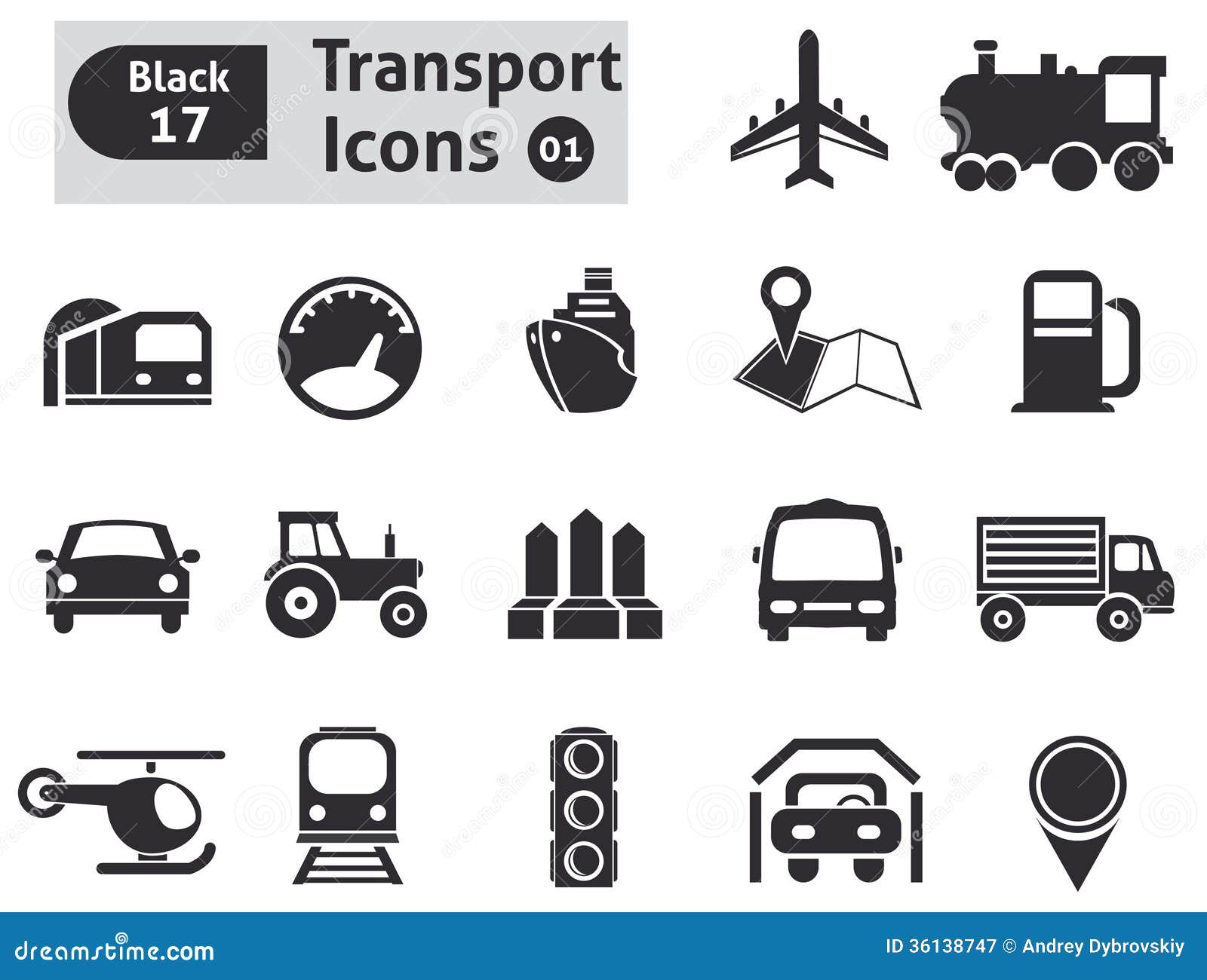 Transport icons stock vector. Illustration of black, small - 36138747