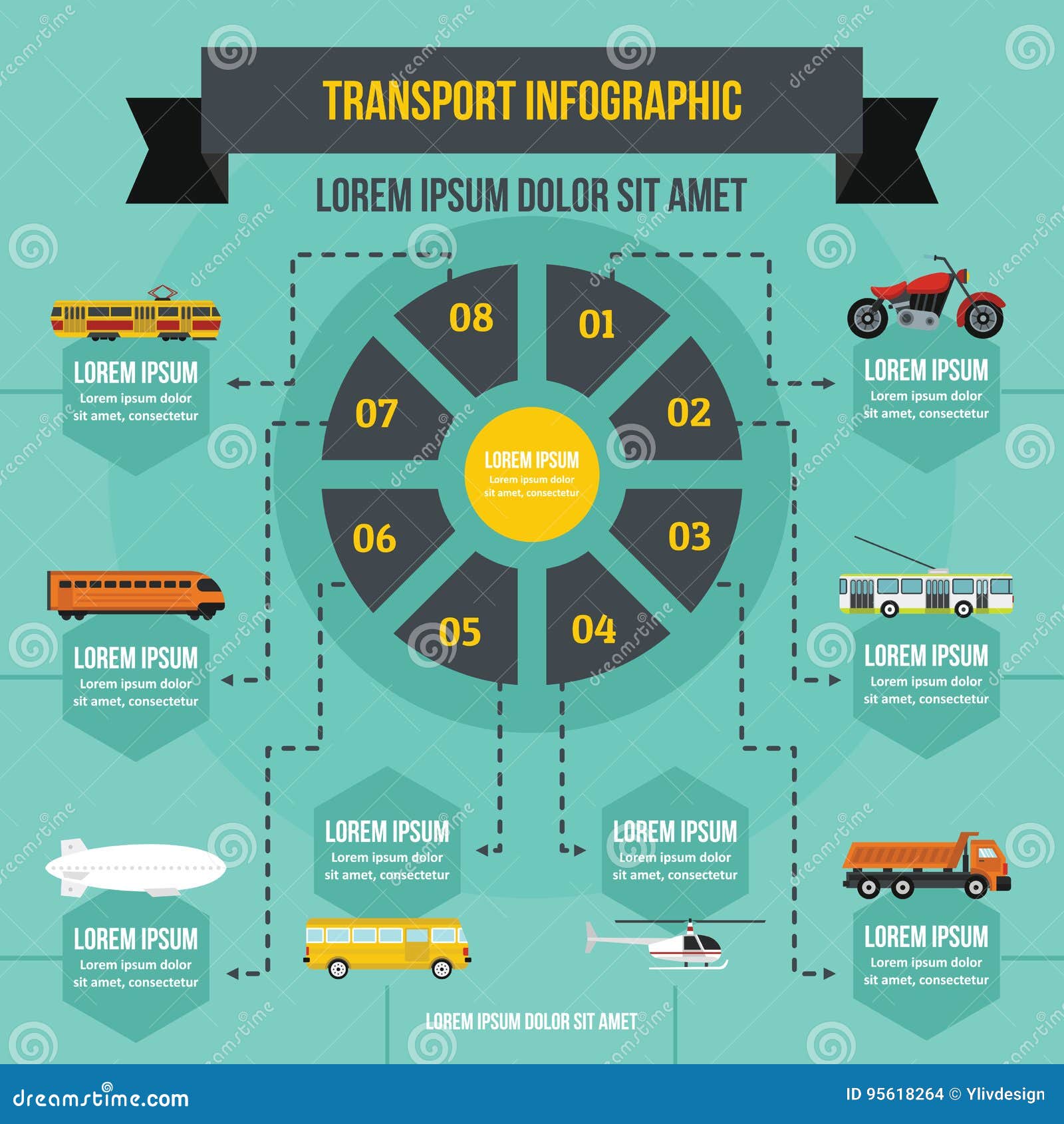 Transport Infographic Concept, Flat Style Stock Vector - Illustration ...
