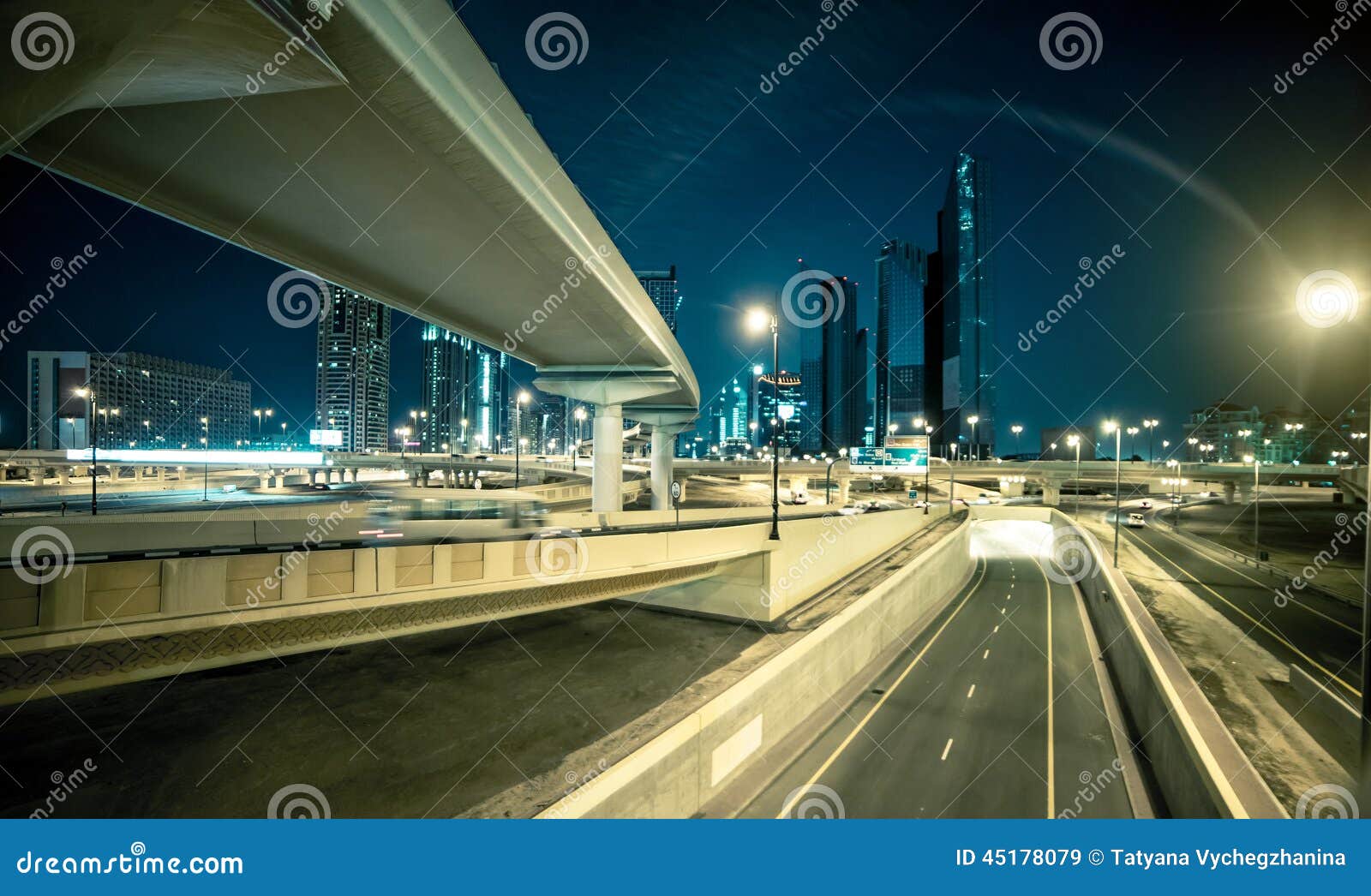 Transport Interchange in Dubai Stock Image - Image of evening ...