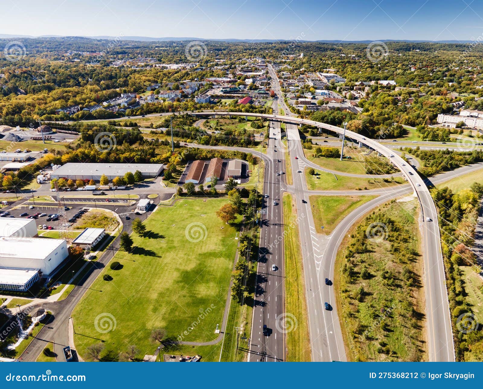Transport Interchange on Several Levels. Driving with Low Traffic Stock ...