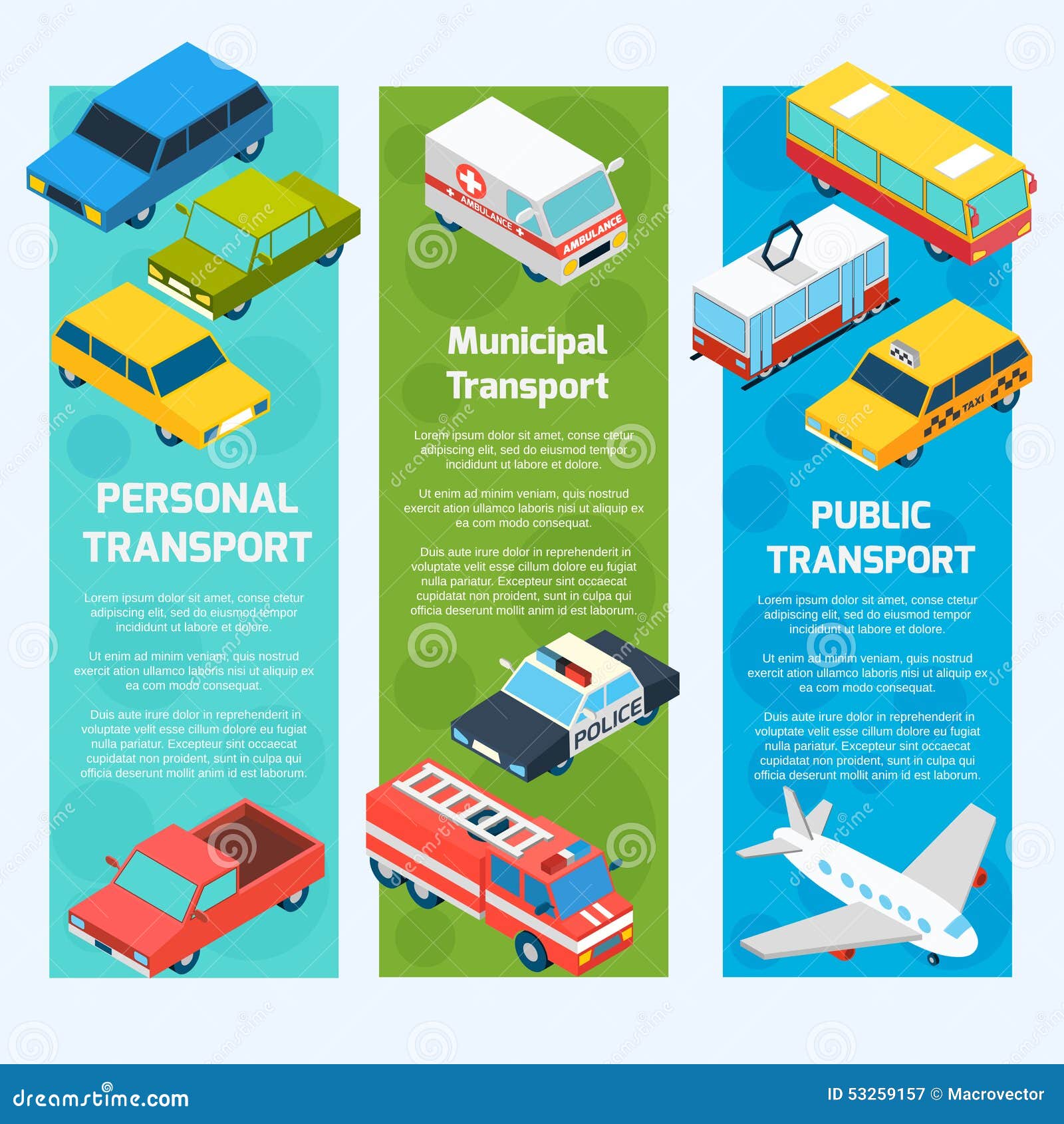 Transport Isometric Banners Vertical Stock Vector - Illustration of ...