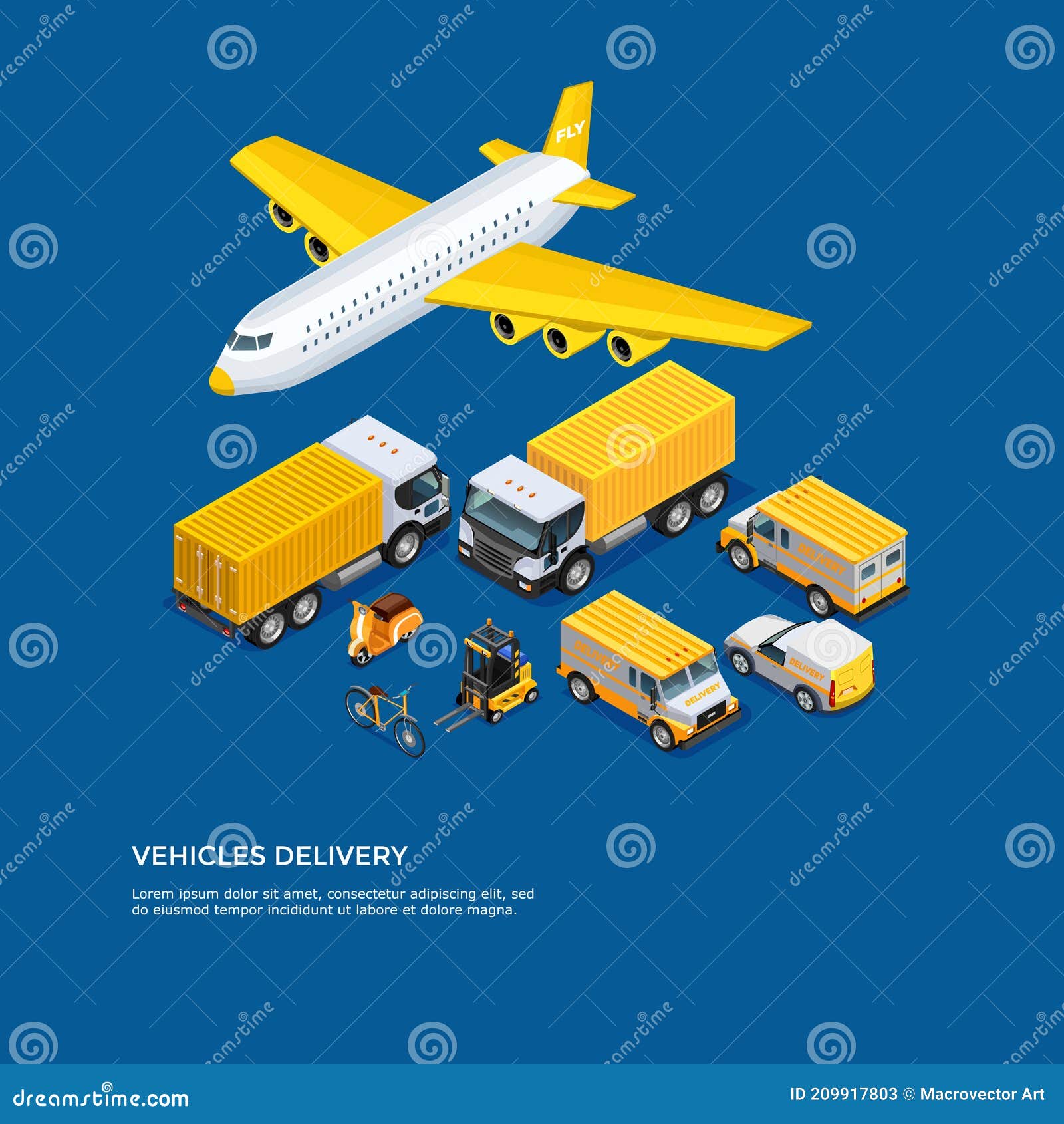 Transport Isometric Set stock vector. Illustration of package - 209917803