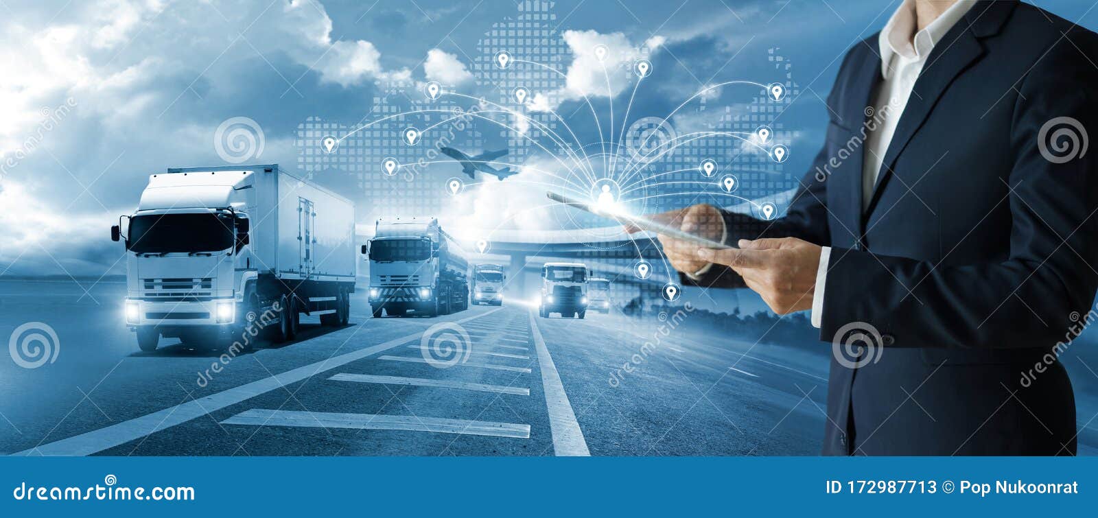 Transport and Logistic Concept, Freight Shipping Online, Businessman ...