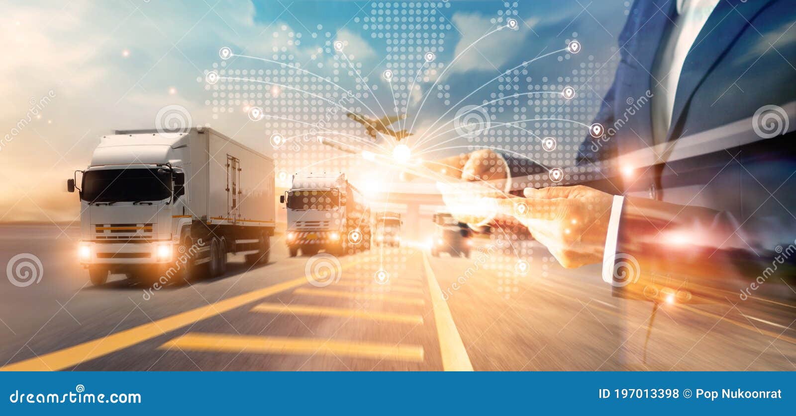 Transport and Logistic Concept, Freight Shipping Online, Businessman ...