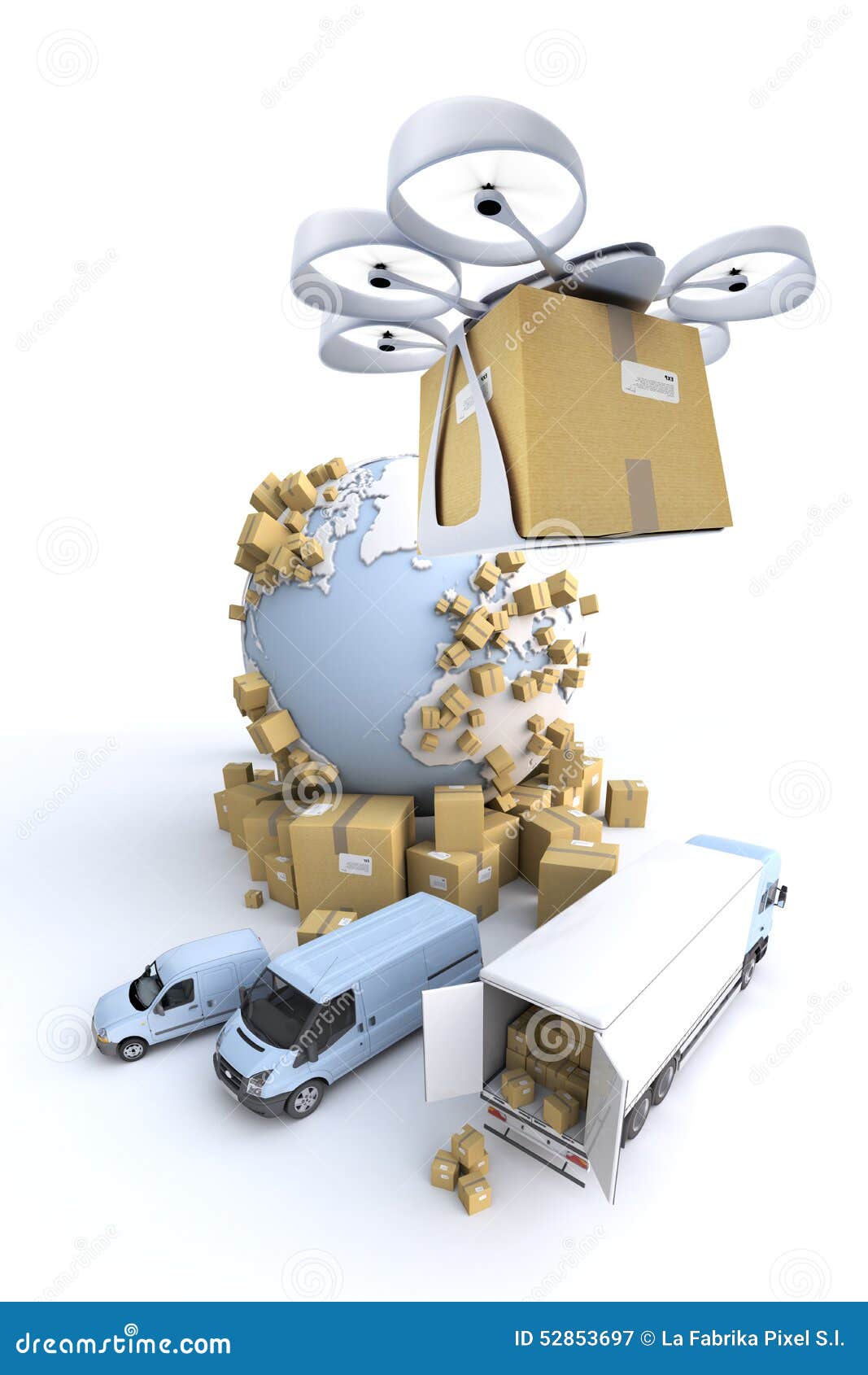 Transport Logistics with Drone Stock Illustration - Illustration of ...