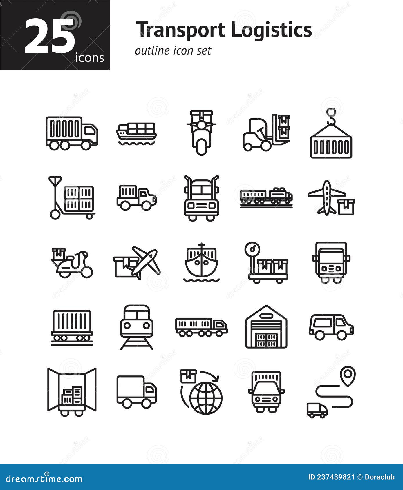 Logistics Outline Mini Concept Symbols. Modern Stroke Linear Style ...