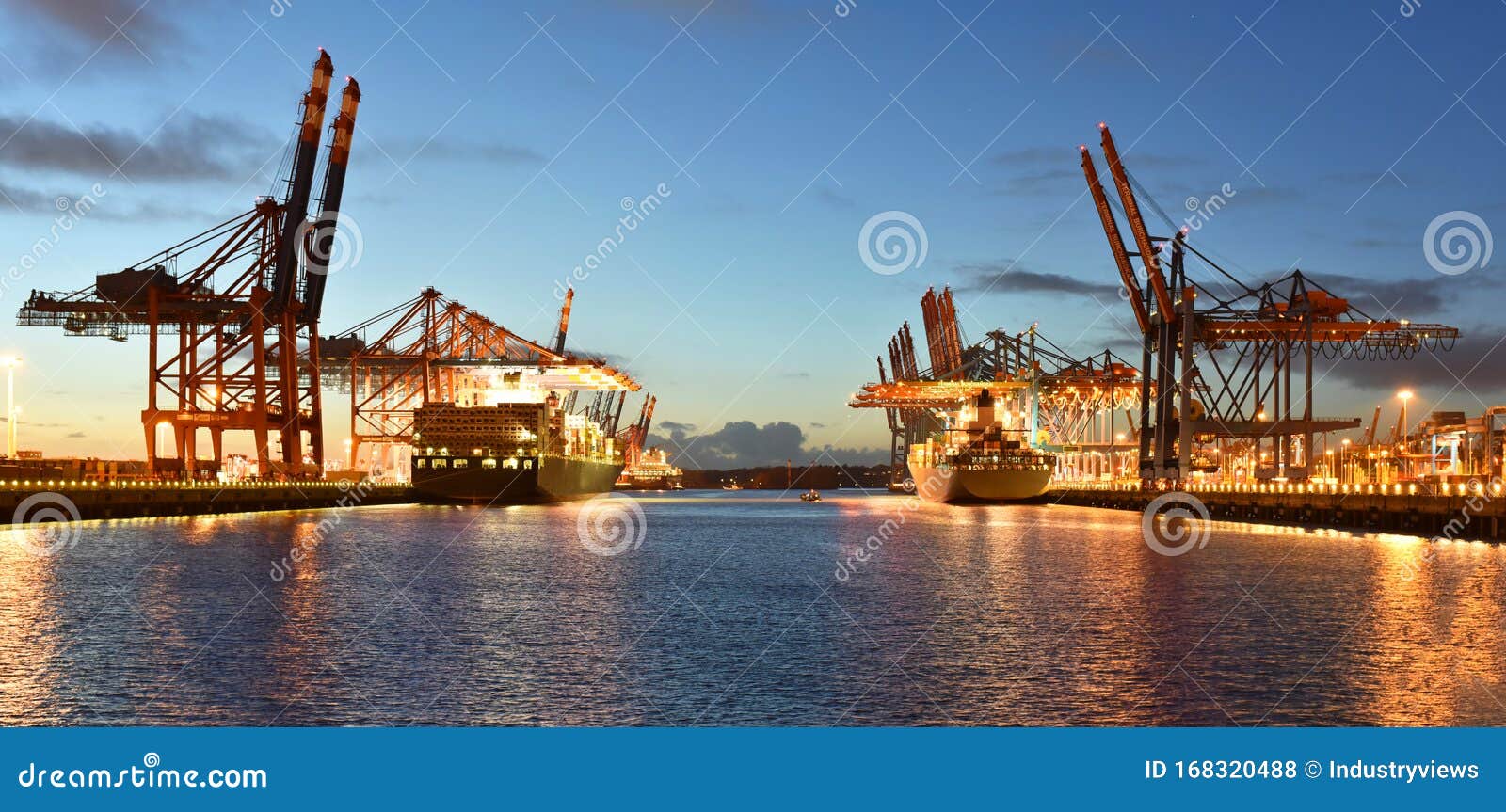 Transport and Logistics by Water - Loading of Ships in a Port with ...