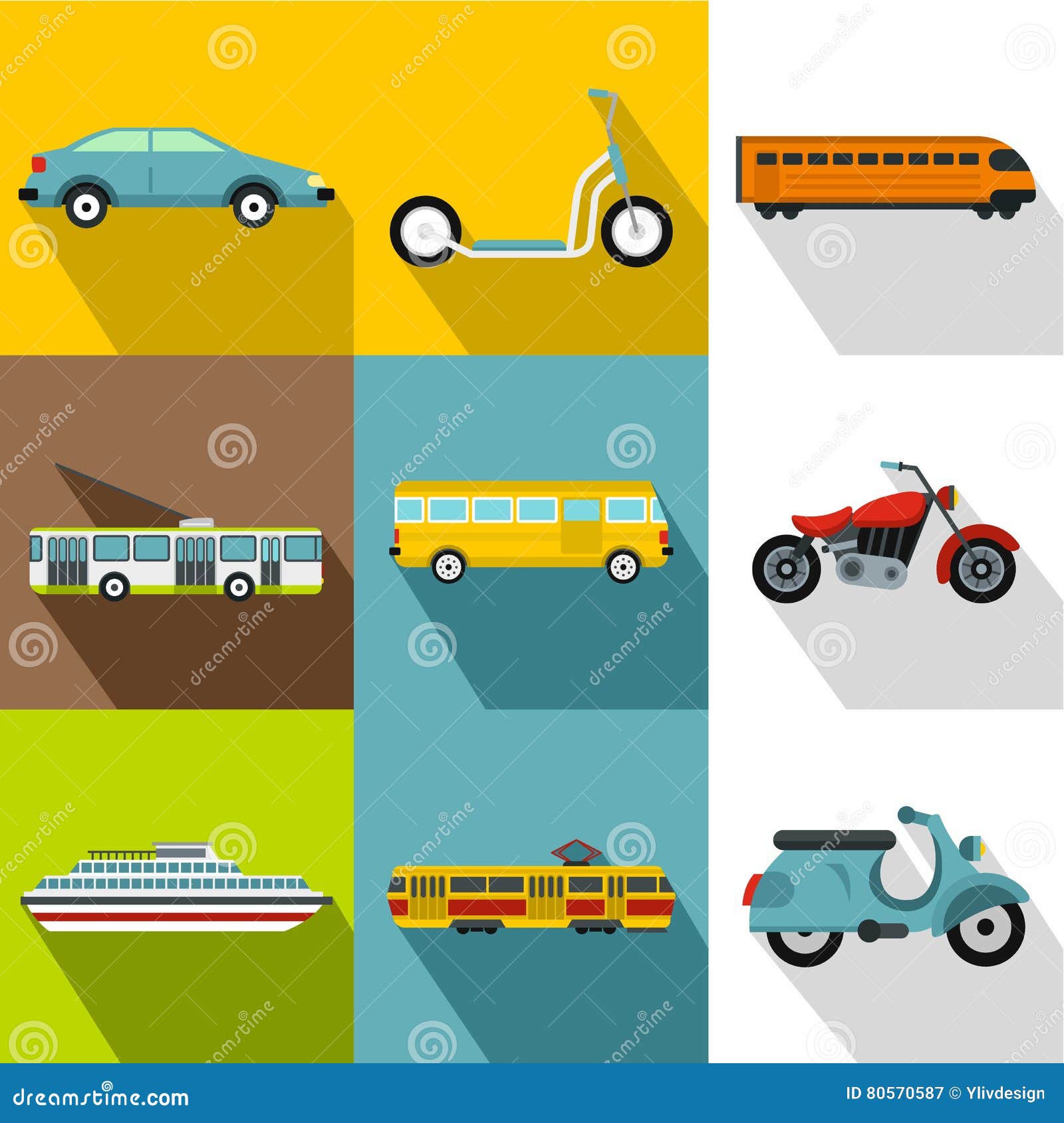 Transport for Movement Icons Set, Flat Style Stock Vector ...