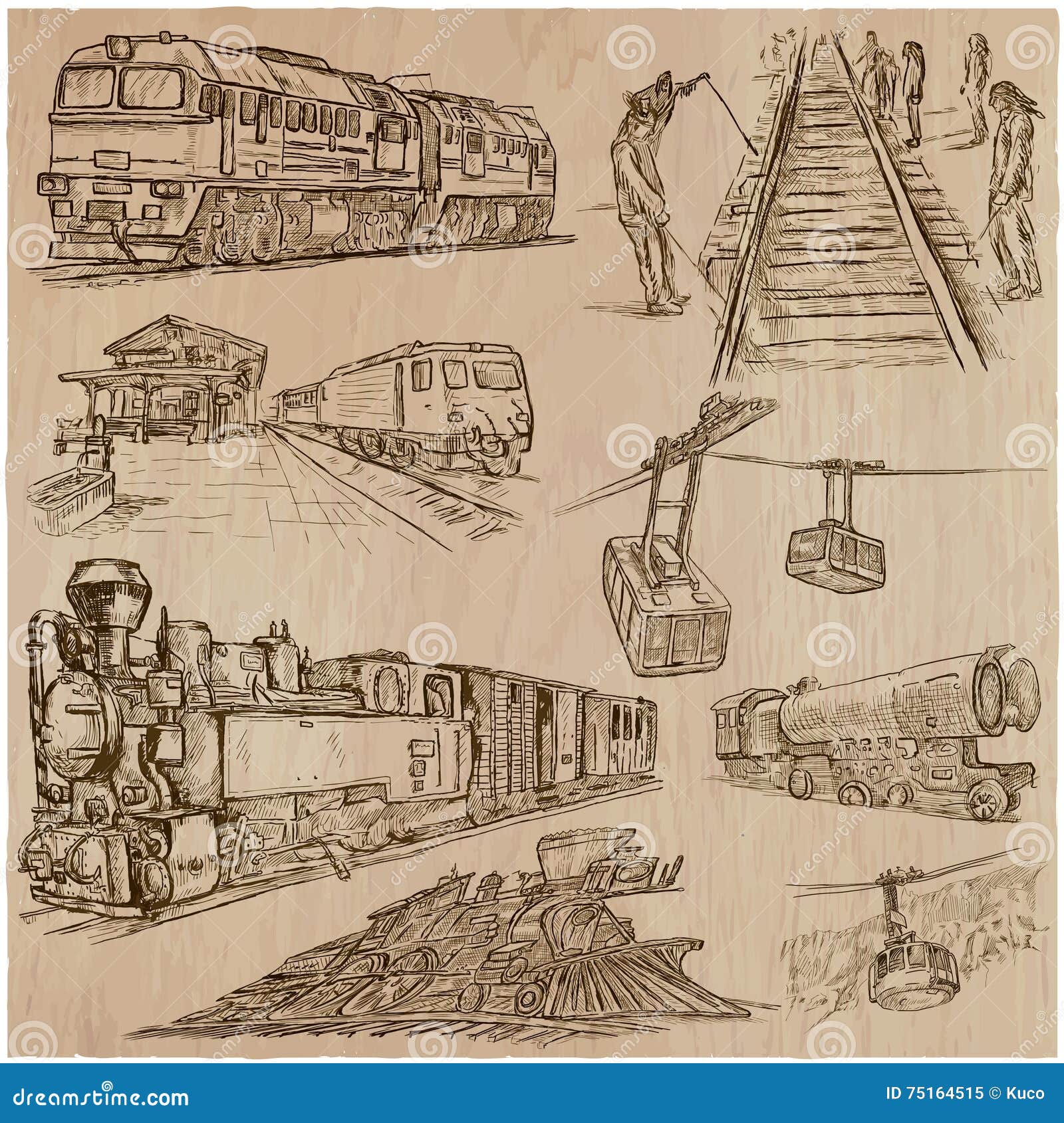 Transport Pack - an Hand Drawn Vector Illustrations Stock Vector ...