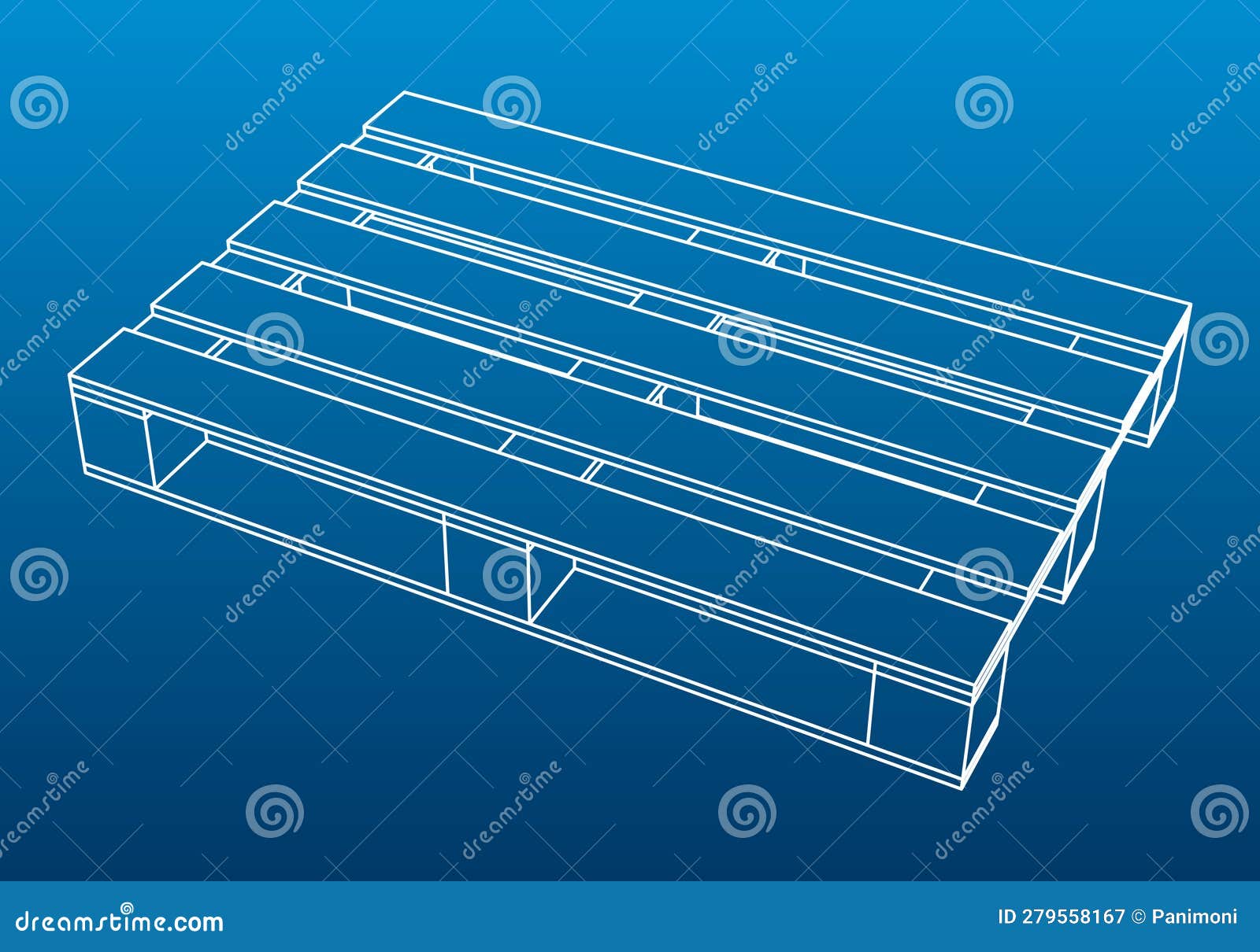 Transport Pallet on a Blue Background. Object Made with Strokes. White ...
