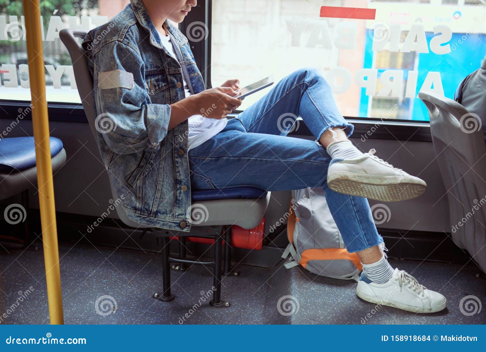 Transport. People in the Bus Stock Photo - Image of young, book: 158918684