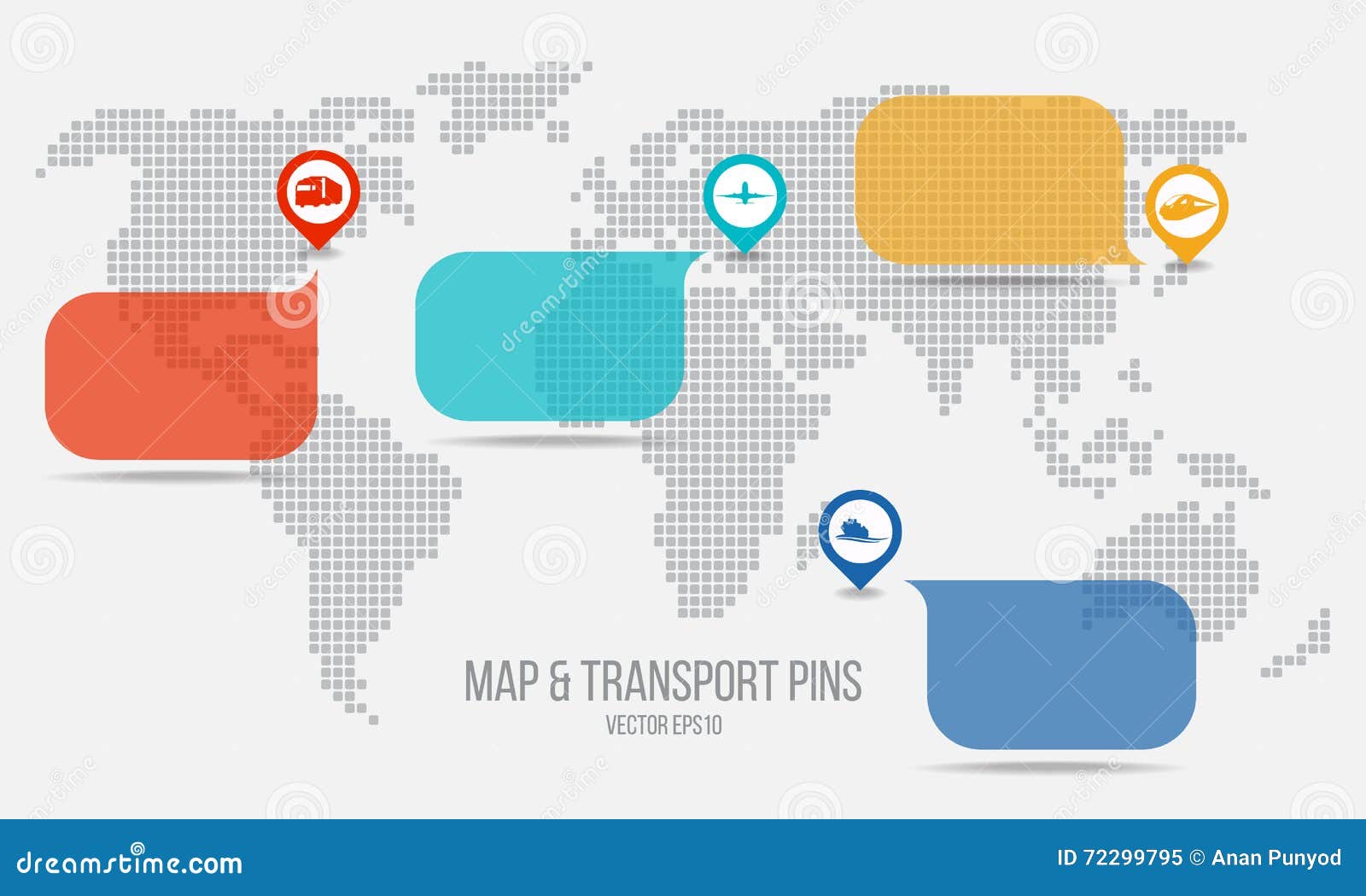 Transport Pins and Text Box and Map Vector Design Stock Vector ...
