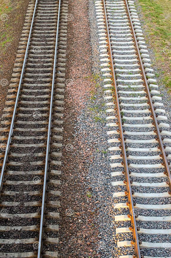 Transport Safety Concept. Two Parallel Railways. Vertical and ...