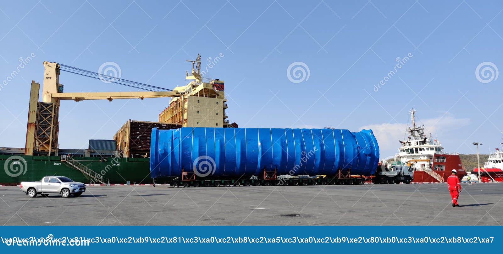 Transport Stack Alongside the Vessel. Stock Photo - Image of ship, mast ...