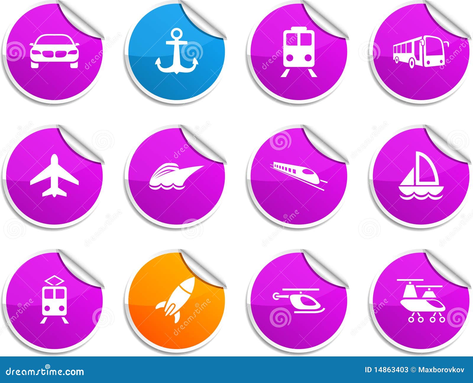 Transport stickers. stock vector. Illustration of button - 14863403
