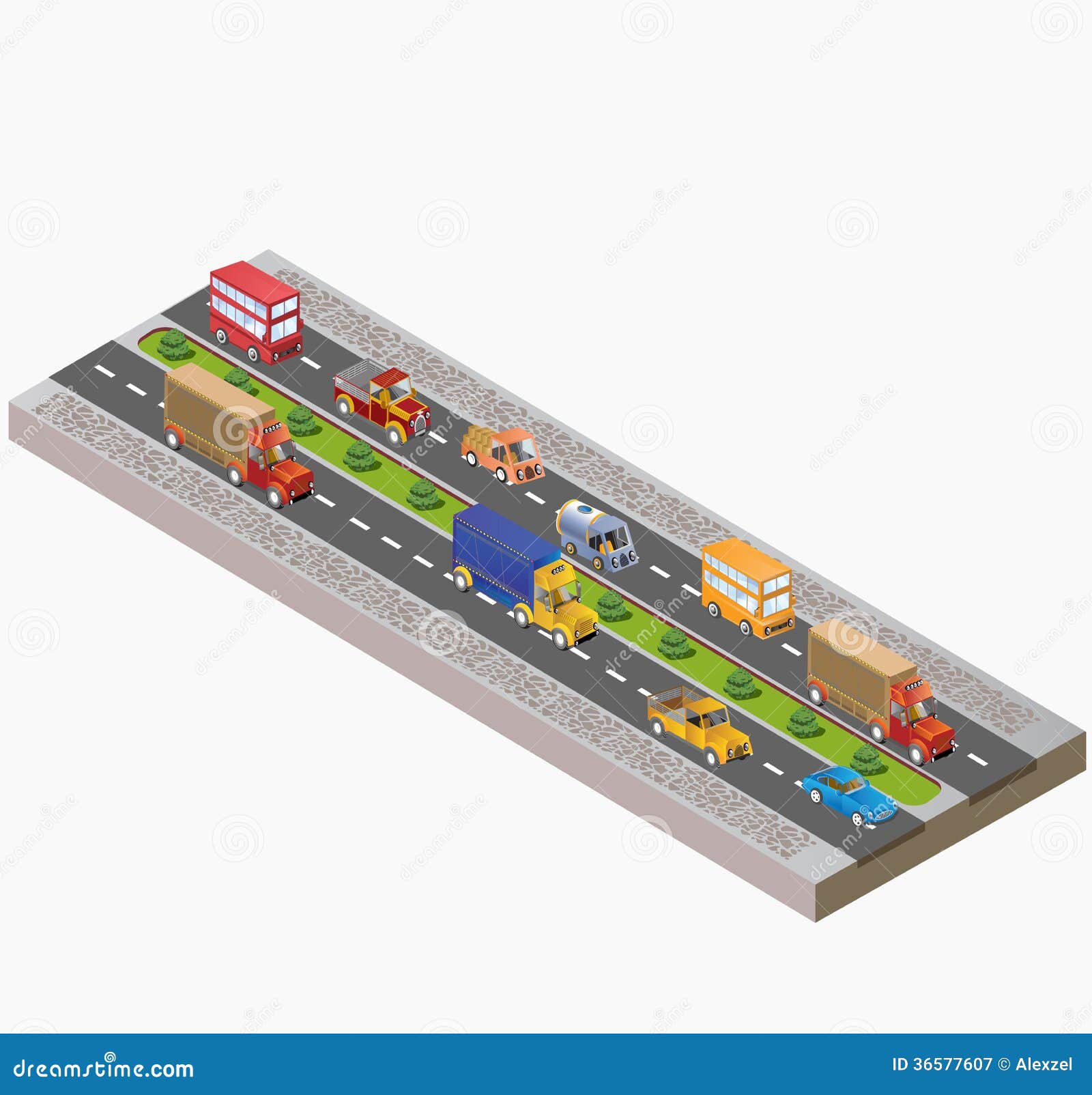 Transport in the Style of Cartoon Stock Vector - Illustration of ...