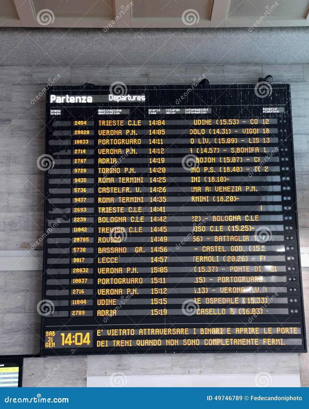 Transport Timetable at a Rail Station in Italy Editorial Stock Image ...