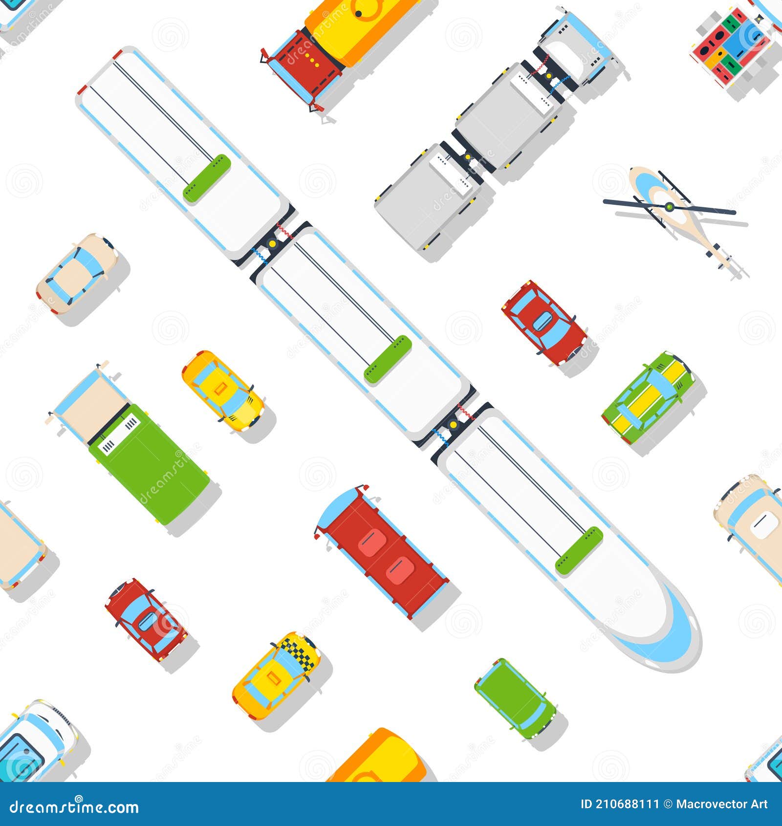 Transport Top View Seamless Pattern Stock Vector - Illustration of ...