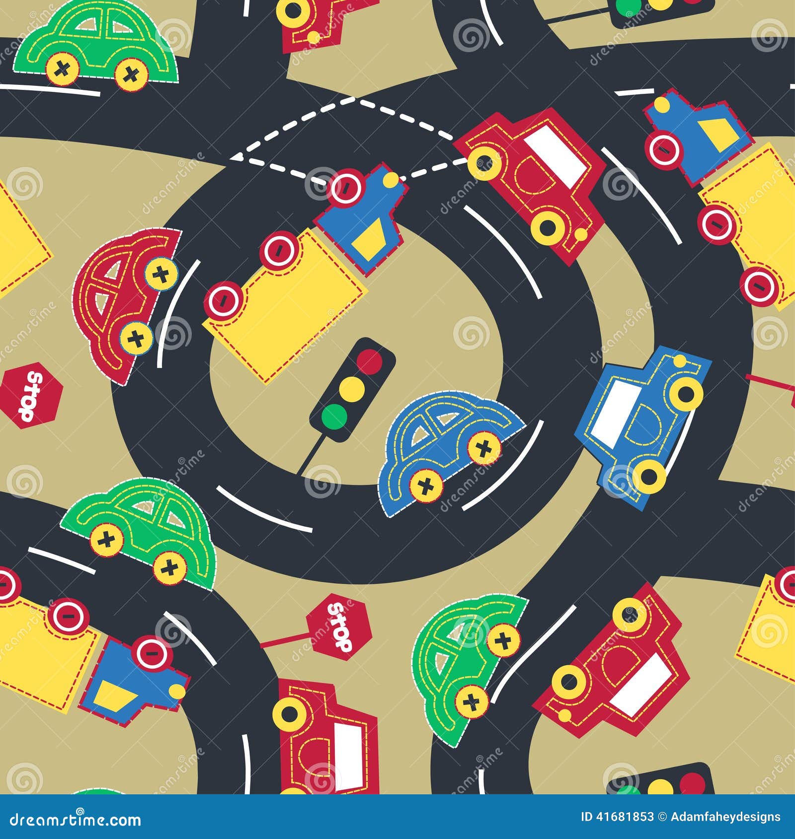 Transport and Traffic Seamless Pattern Stock Vector - Illustration of ...