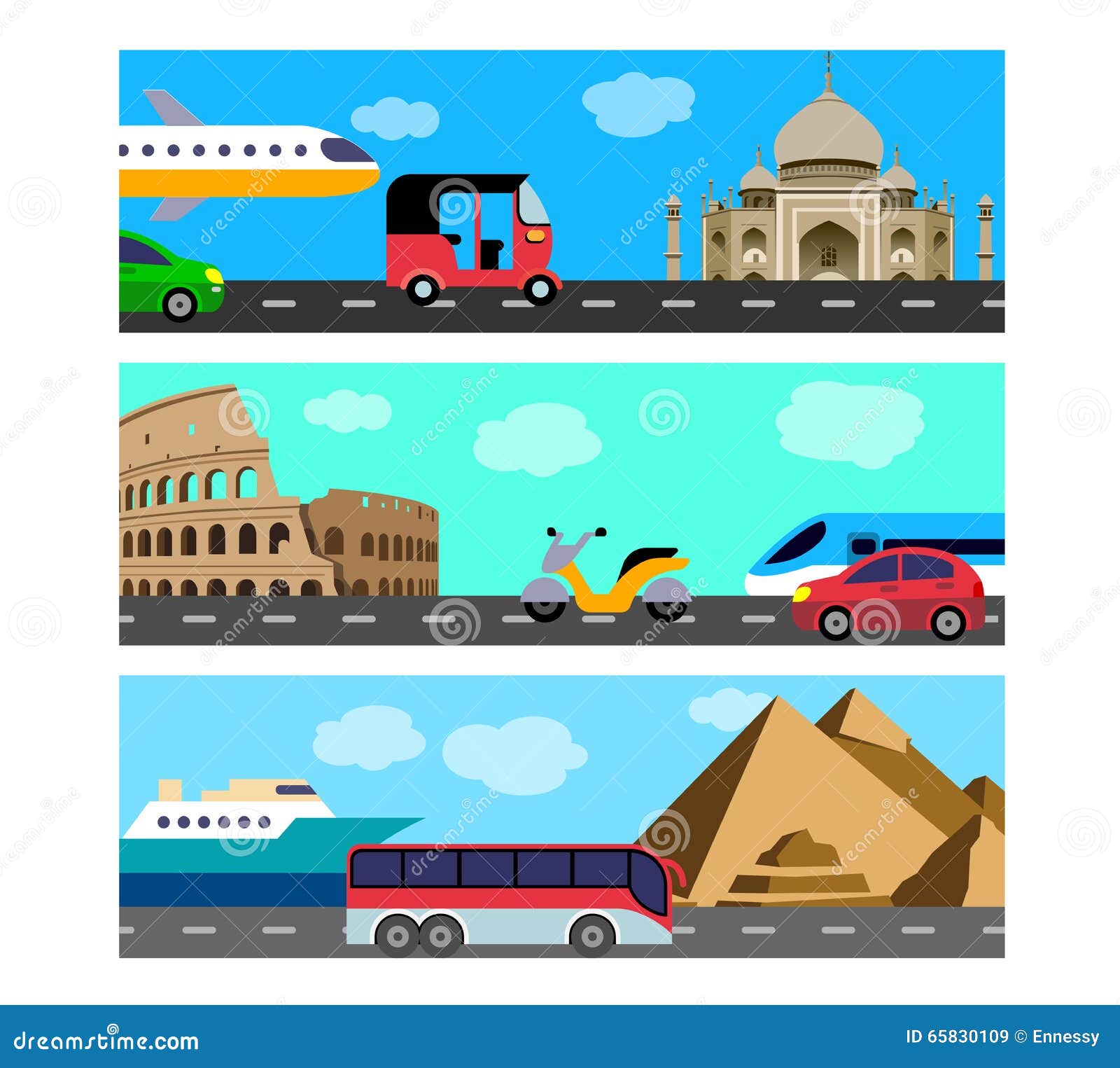 Transport Travel Horizontal Banners Stock Vector - Illustration of ...