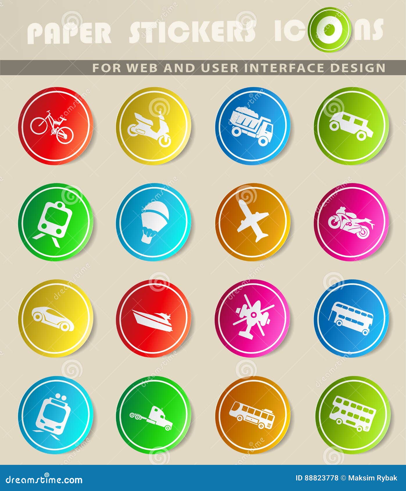 Transport types icon set stock illustration. Illustration of sticker ...