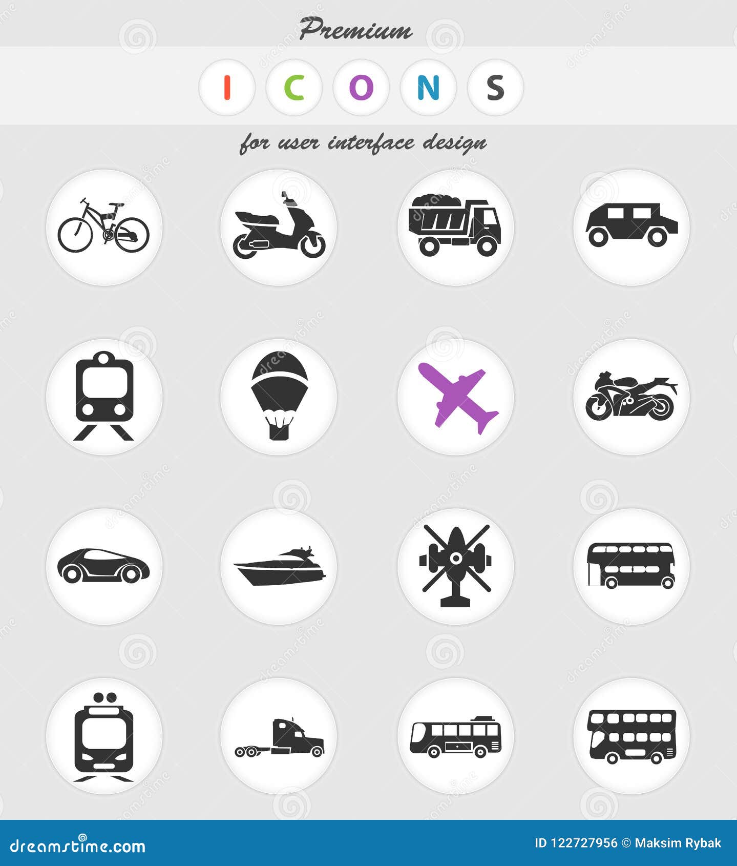 Transport types icon set stock vector. Illustration of jeep - 122727956