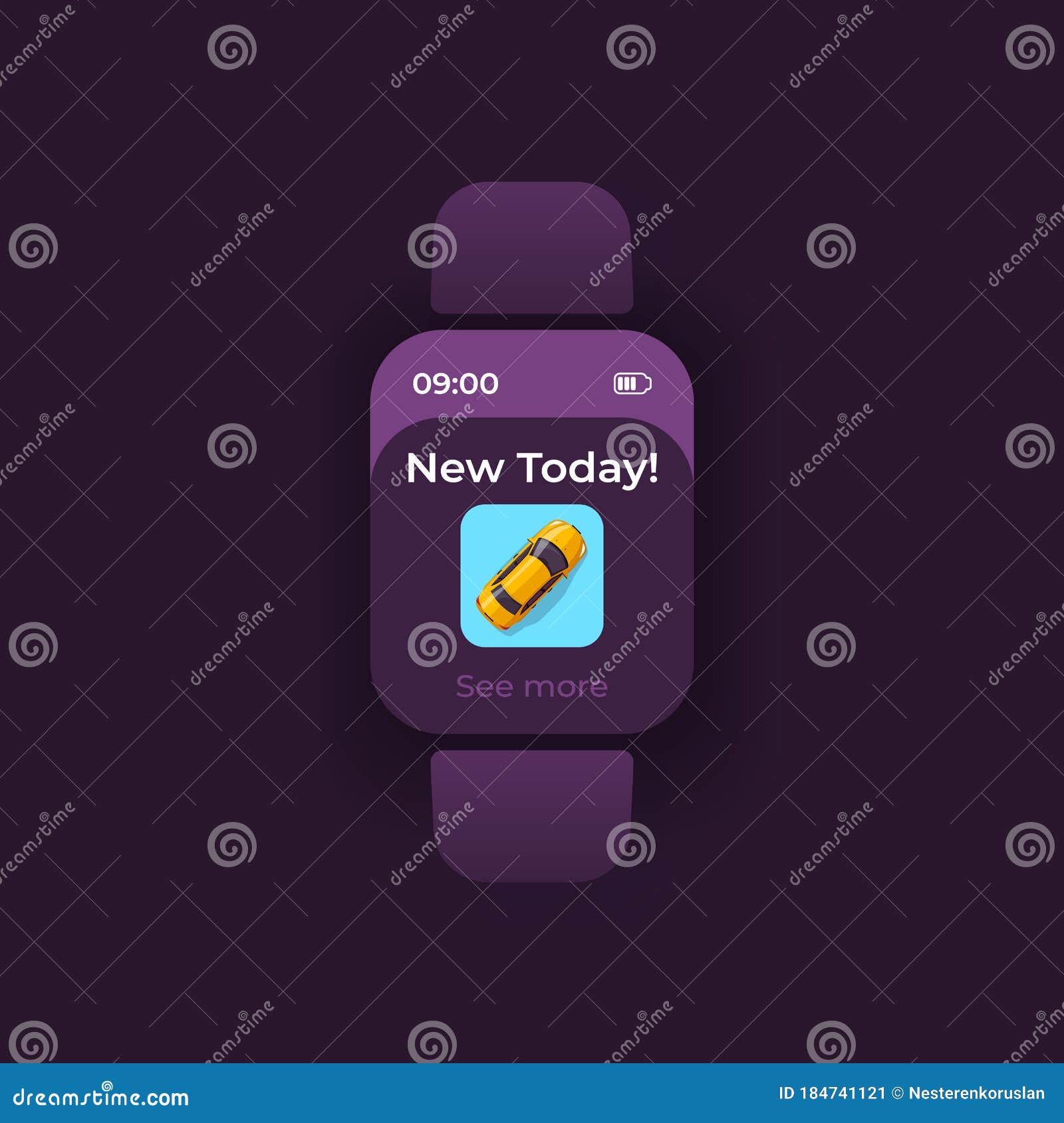 Transport Update Smartwatch Interface Vector Template Stock Vector - Illustration of nightmode ...