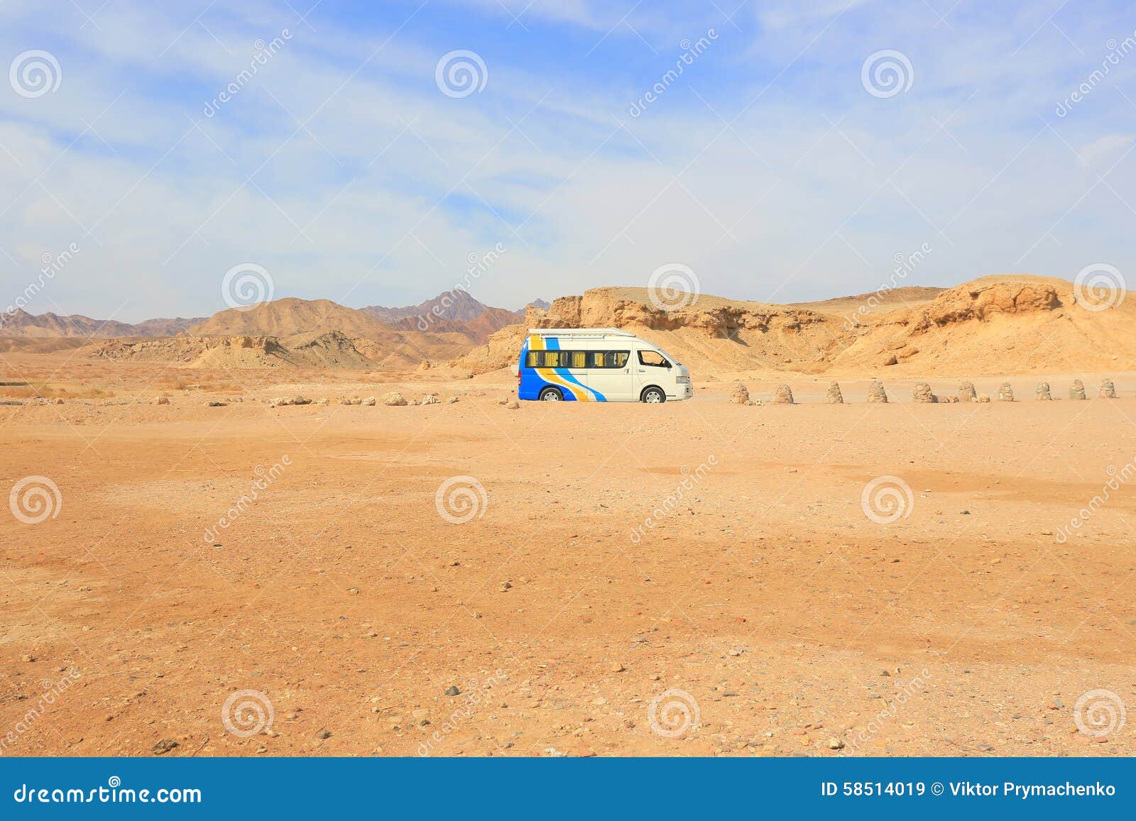 Transport Van in the Desert Stock Image - Image of passenger, land ...
