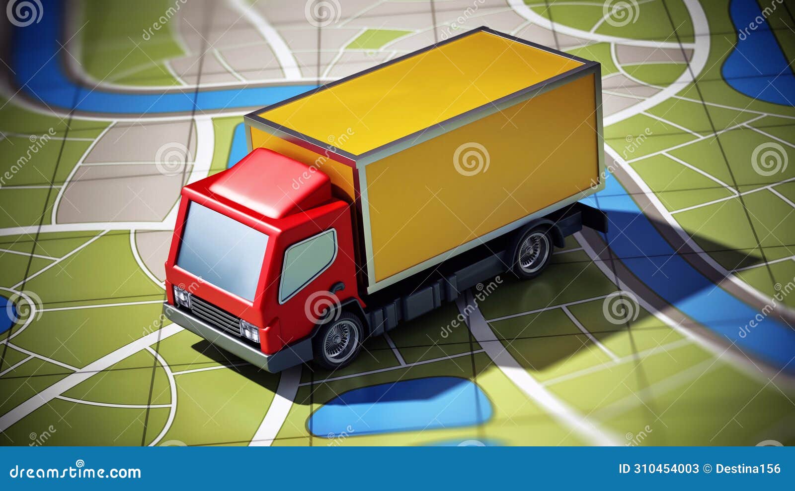 Transport Van Standing on GPS Map. 3D Illustration Stock Illustration ...