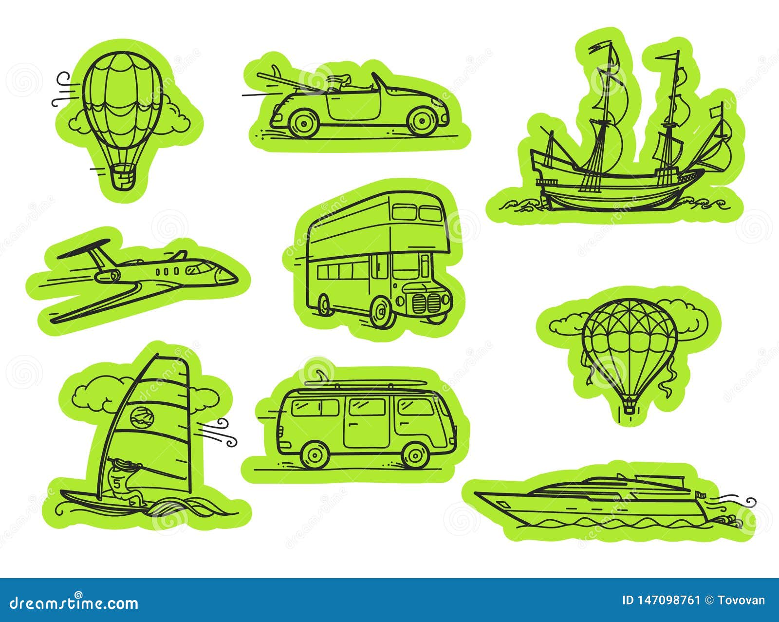 Transport Vector Stickers. Vector Stickers Set Stock Vector ...