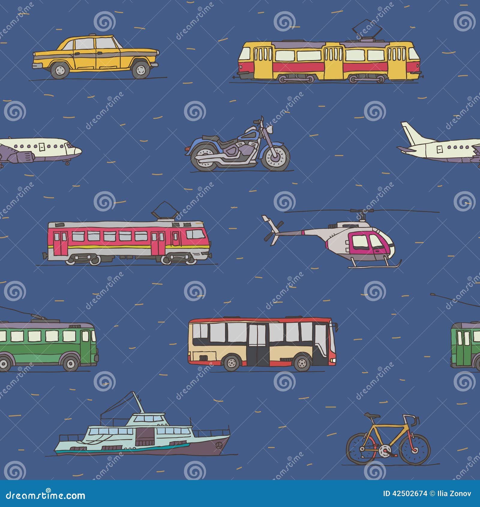 Transport Vehicles Seamless Pattern Stock Vector - Illustration of ...