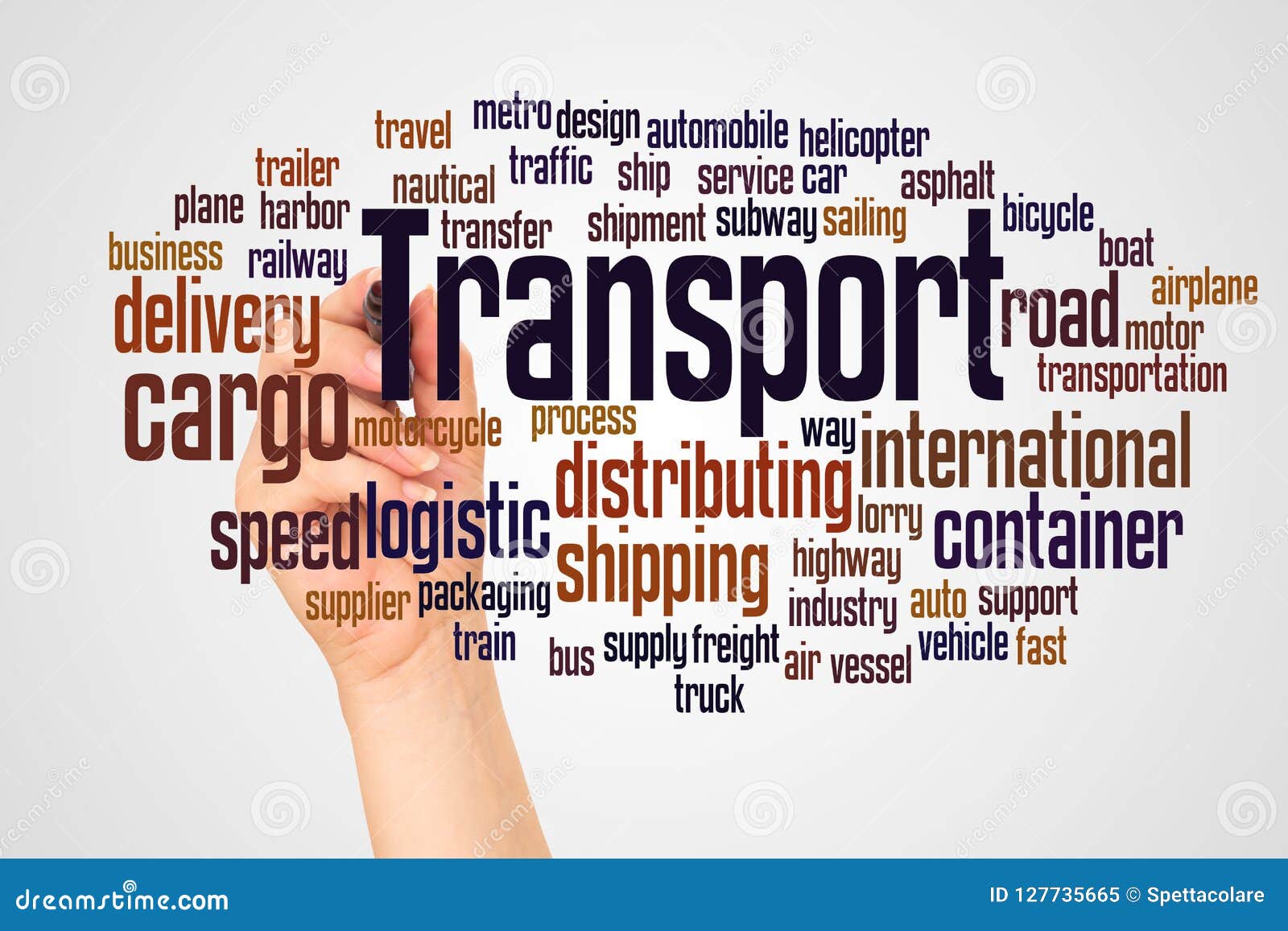 Transport Word Cloud and Hand with Marker Concept Stock Illustration ...