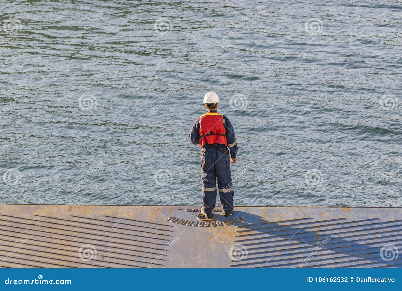 Transport worker at ferry editorial photography. Image of america ...