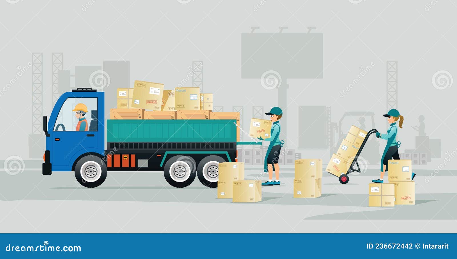 Transport workers. stock vector. Illustration of manager - 236672442