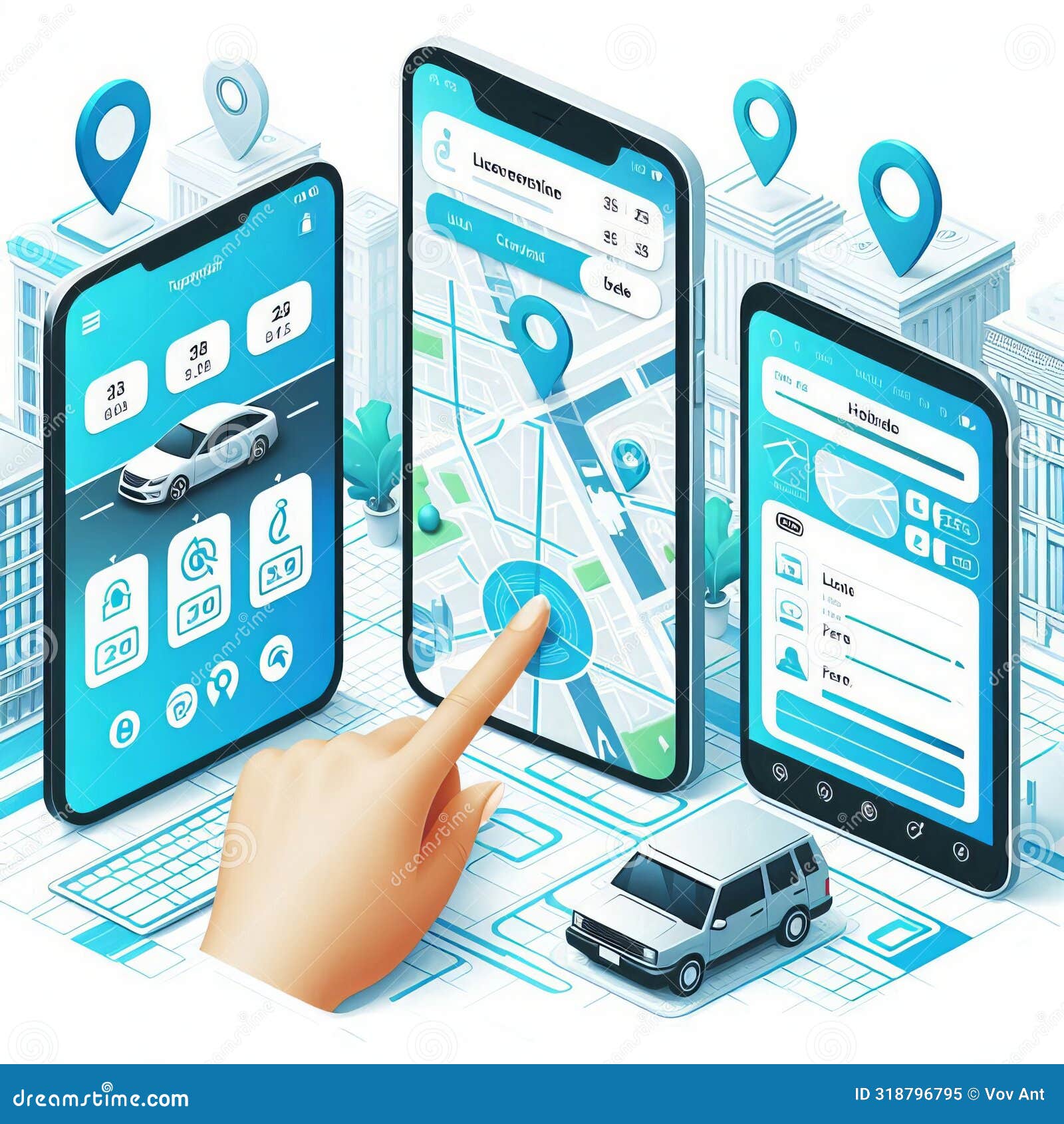 Transportation App Interface with Ride Options, Map View, and F Stock ...