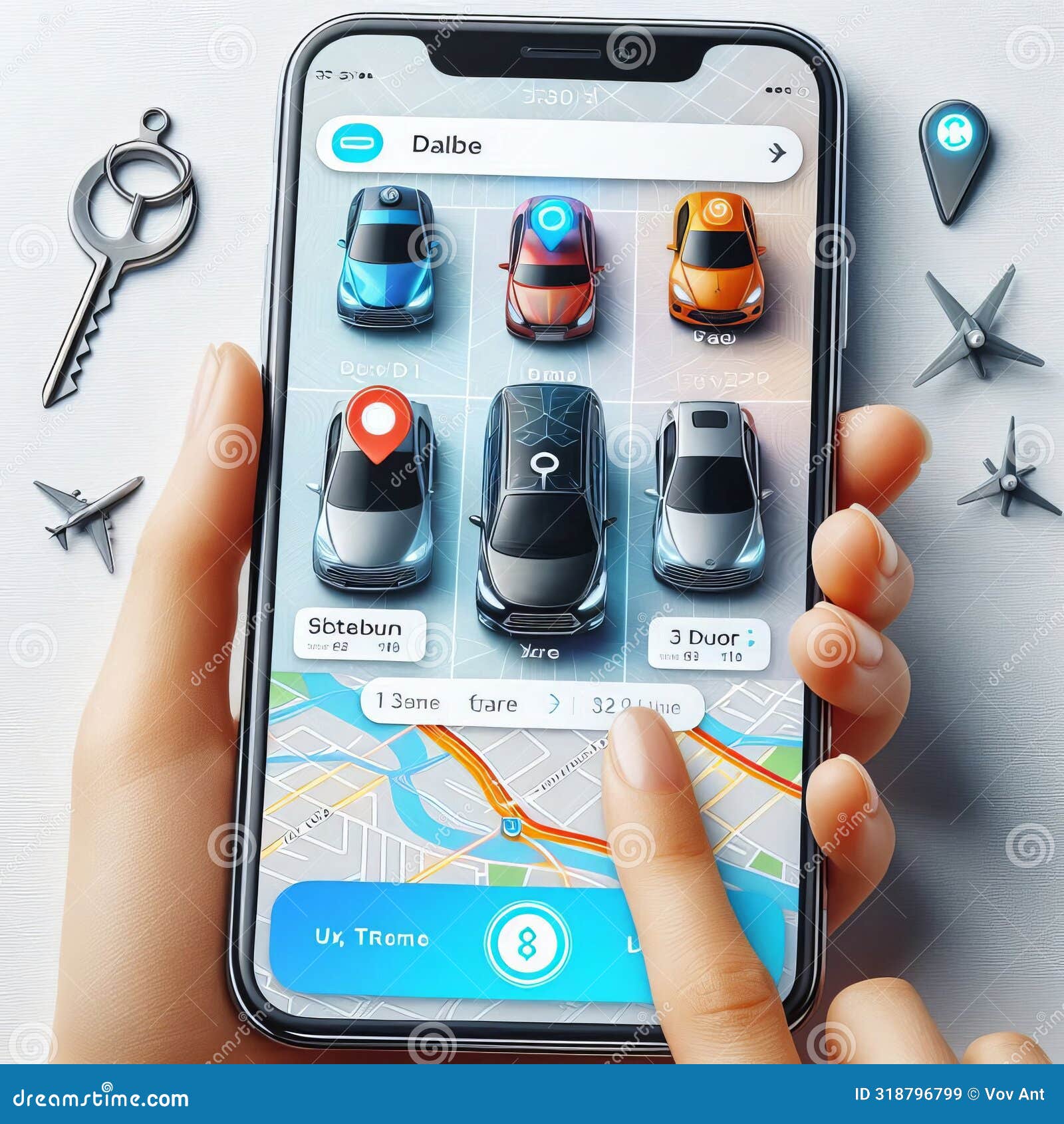Transportation App Interface with Ride Options, Map View, and F Stock ...