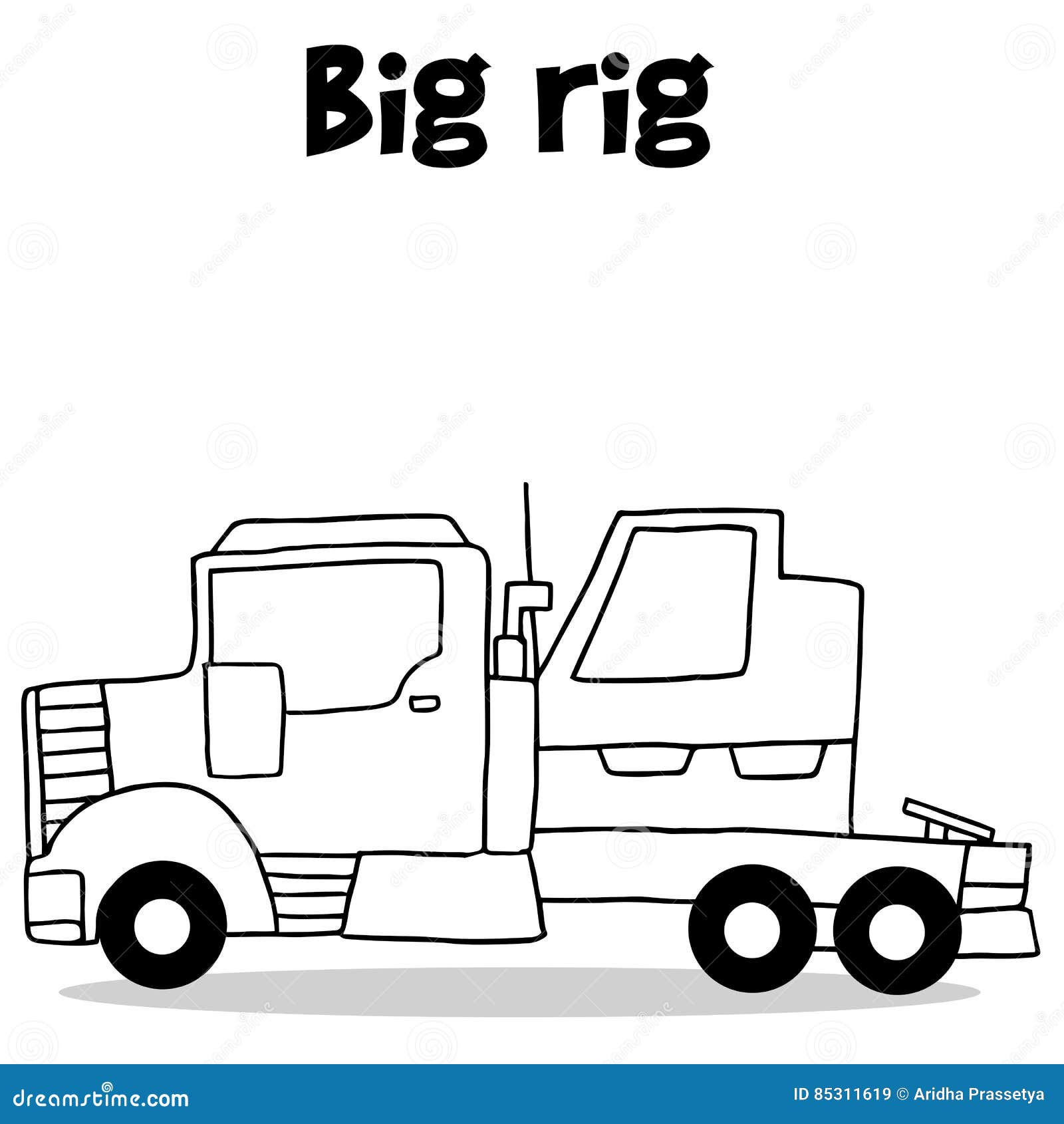 Transportation of Big Rig Hand Draw Stock Vector - Illustration of ...
